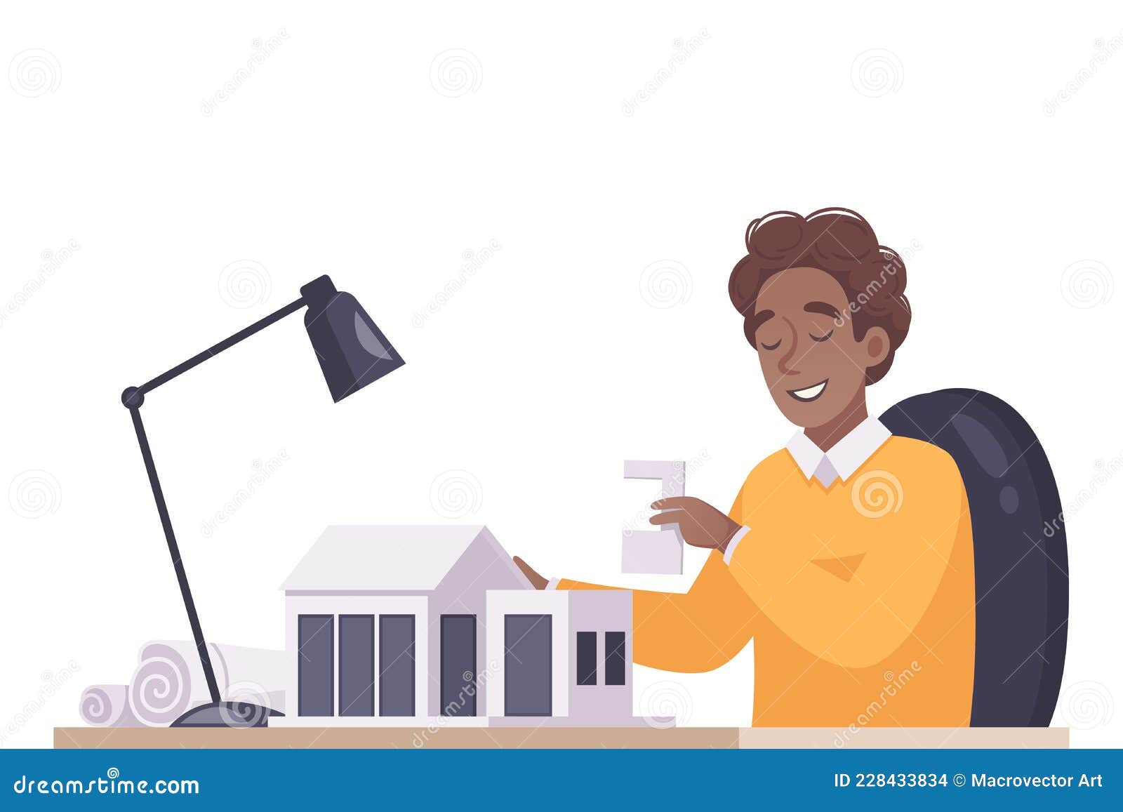 Architect Cartoon Composition Stock Vector - Illustration of create ...