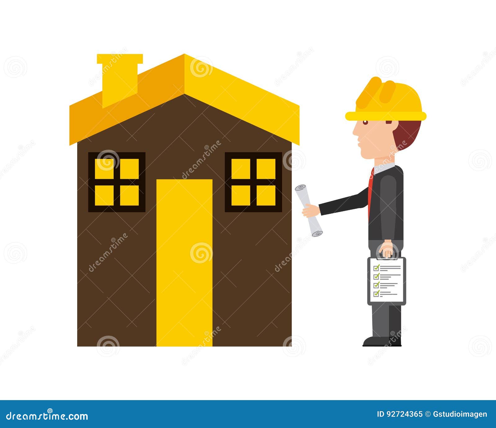Architect Cartoon Icon. Work in Progress Design. Vector Graphic Stock ...