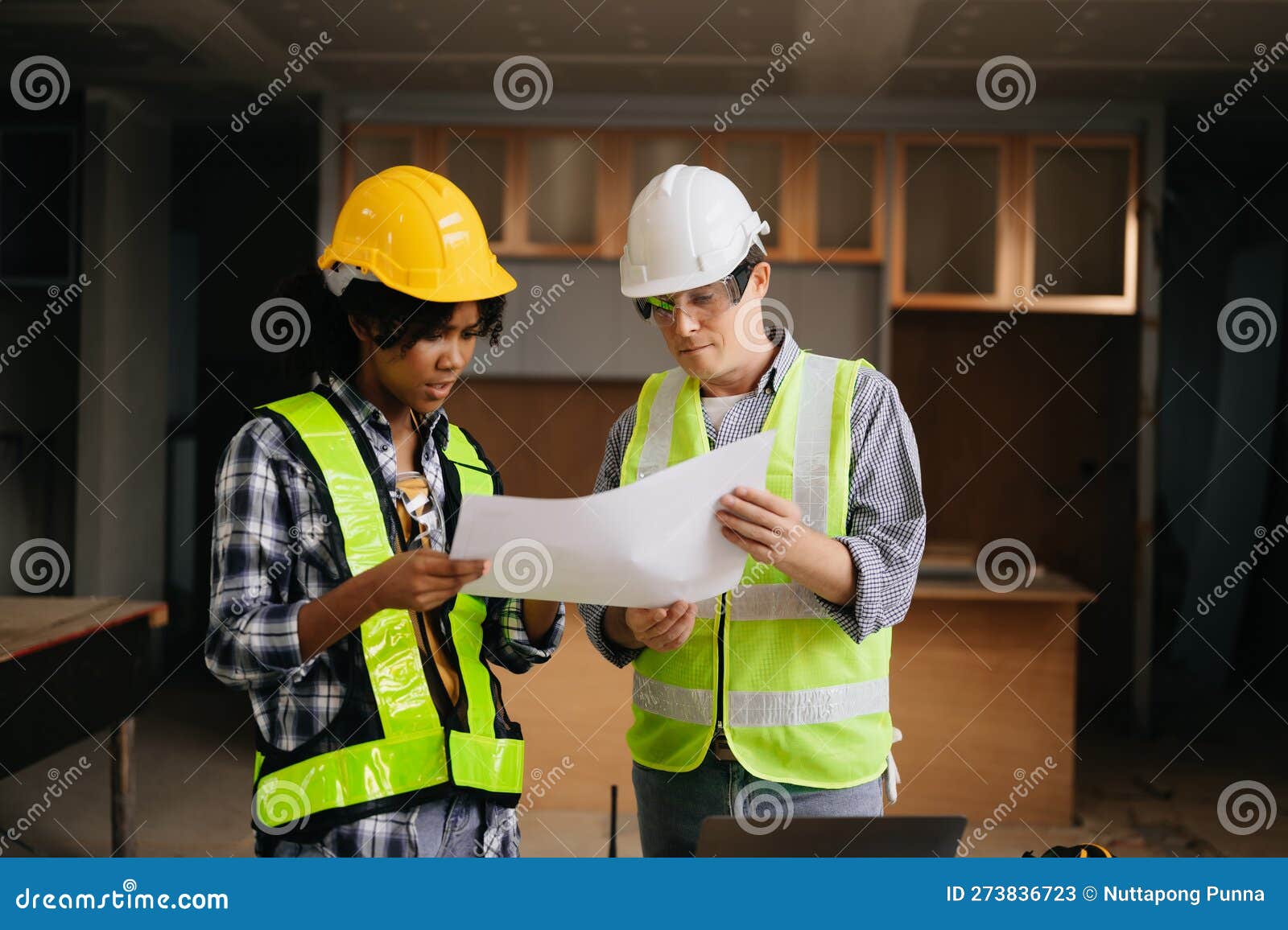 Architect Caucasian Man and Woman Working with Colleagues Mixed Race in ...