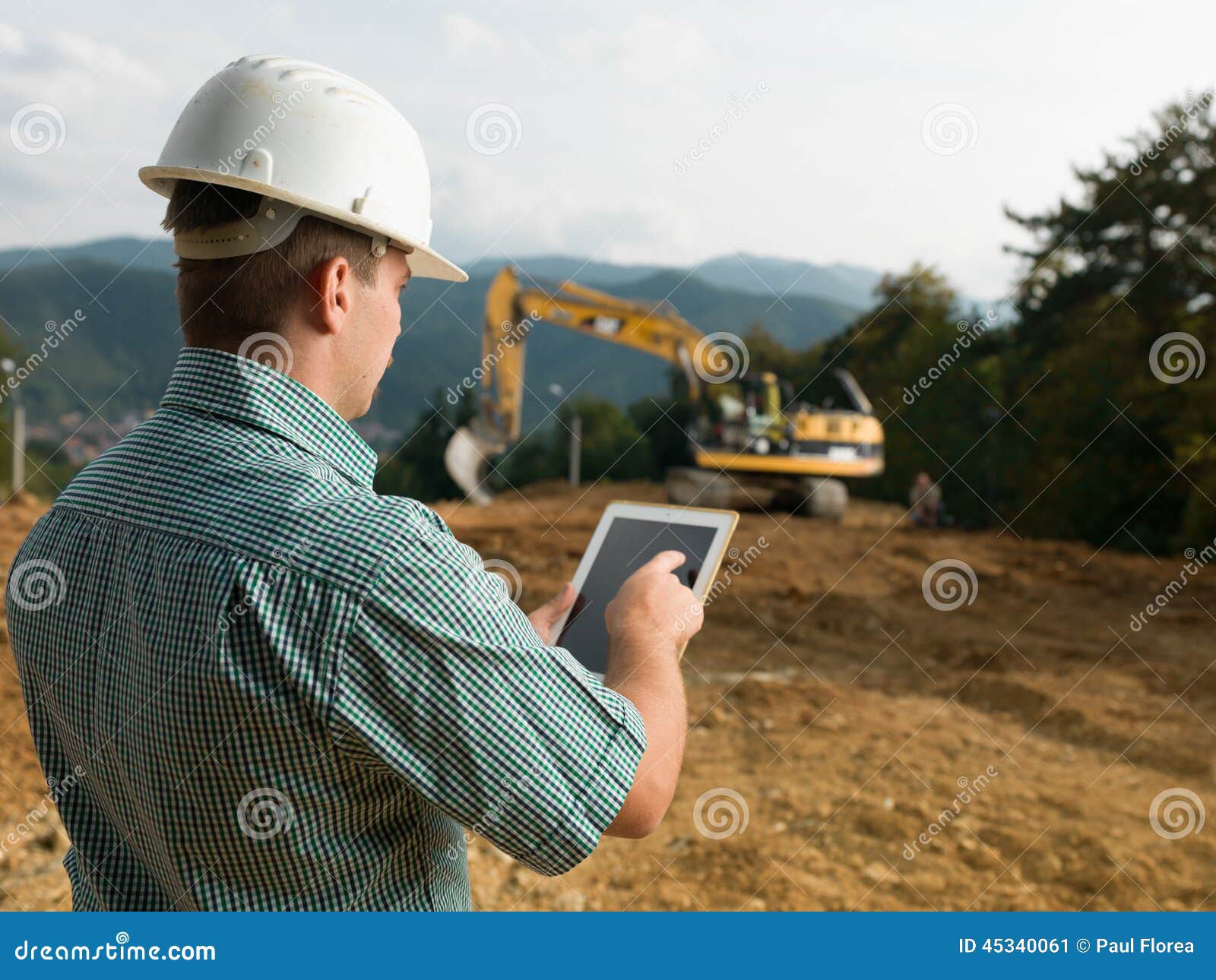 Architect Checking Plan on Tablet Stock Image - Image of digital ...