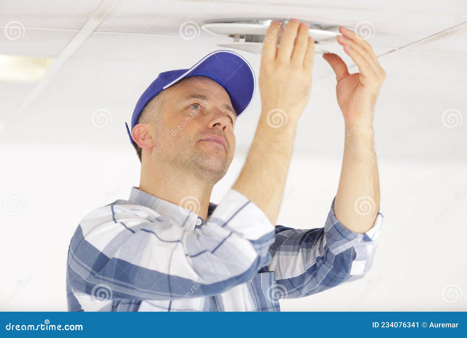 Architect or Civil Engineer Checking Ceiling Stock Image - Image of ...