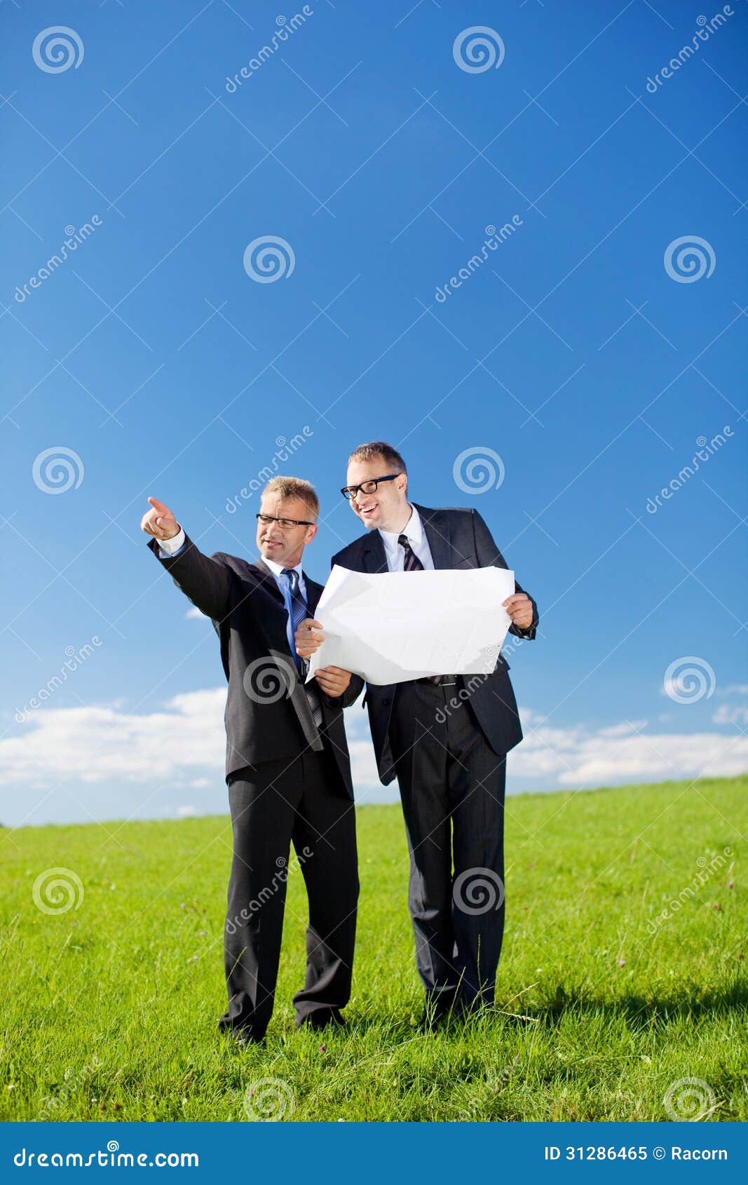 Architect and Client Discussing a Blueprint Stock Image - Image of ...