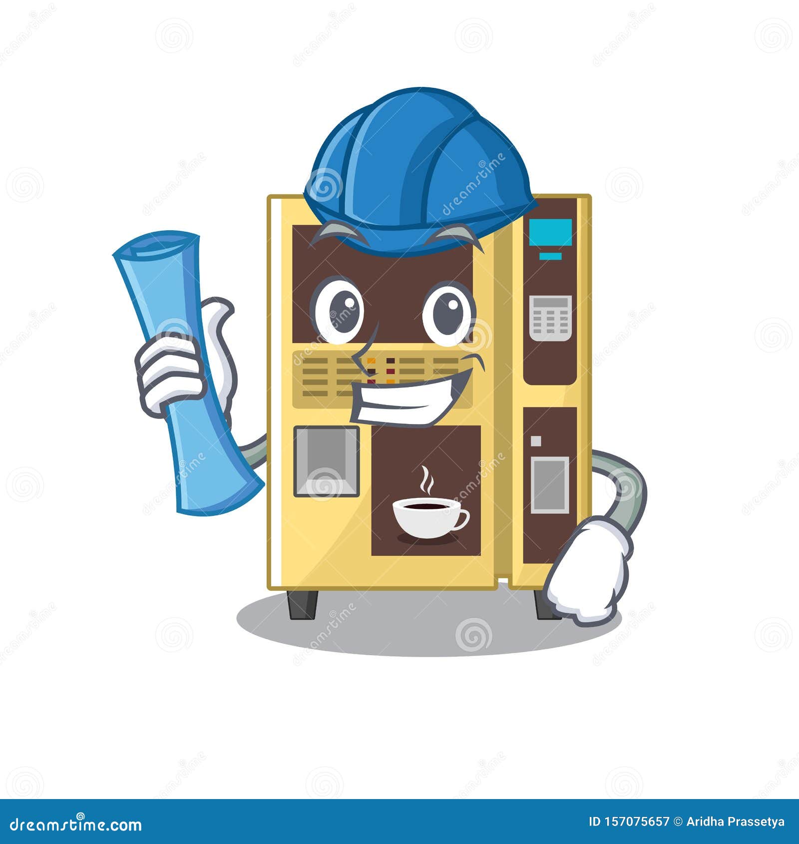 Architect Coffee Vending Machine with Cartoon Shape Stock Vector ...