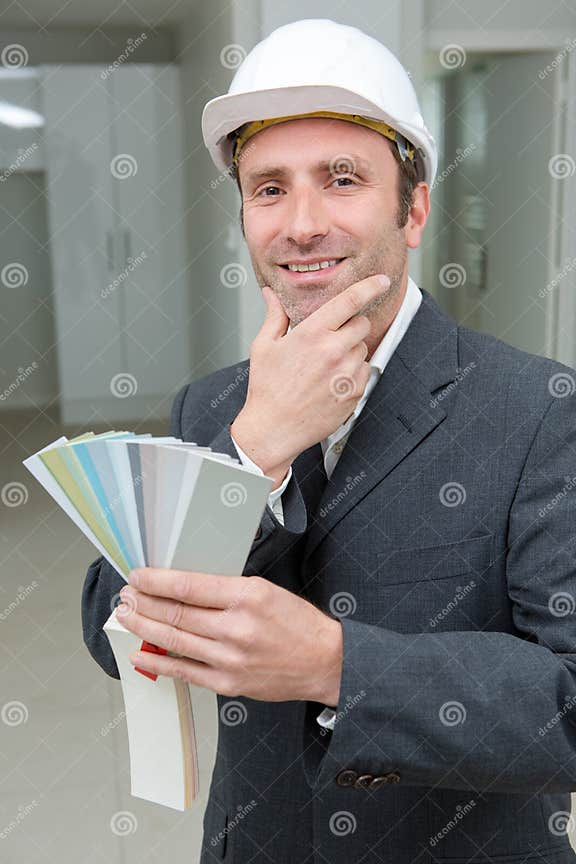 Architect with color wheel stock image. Image of guide - 260339975