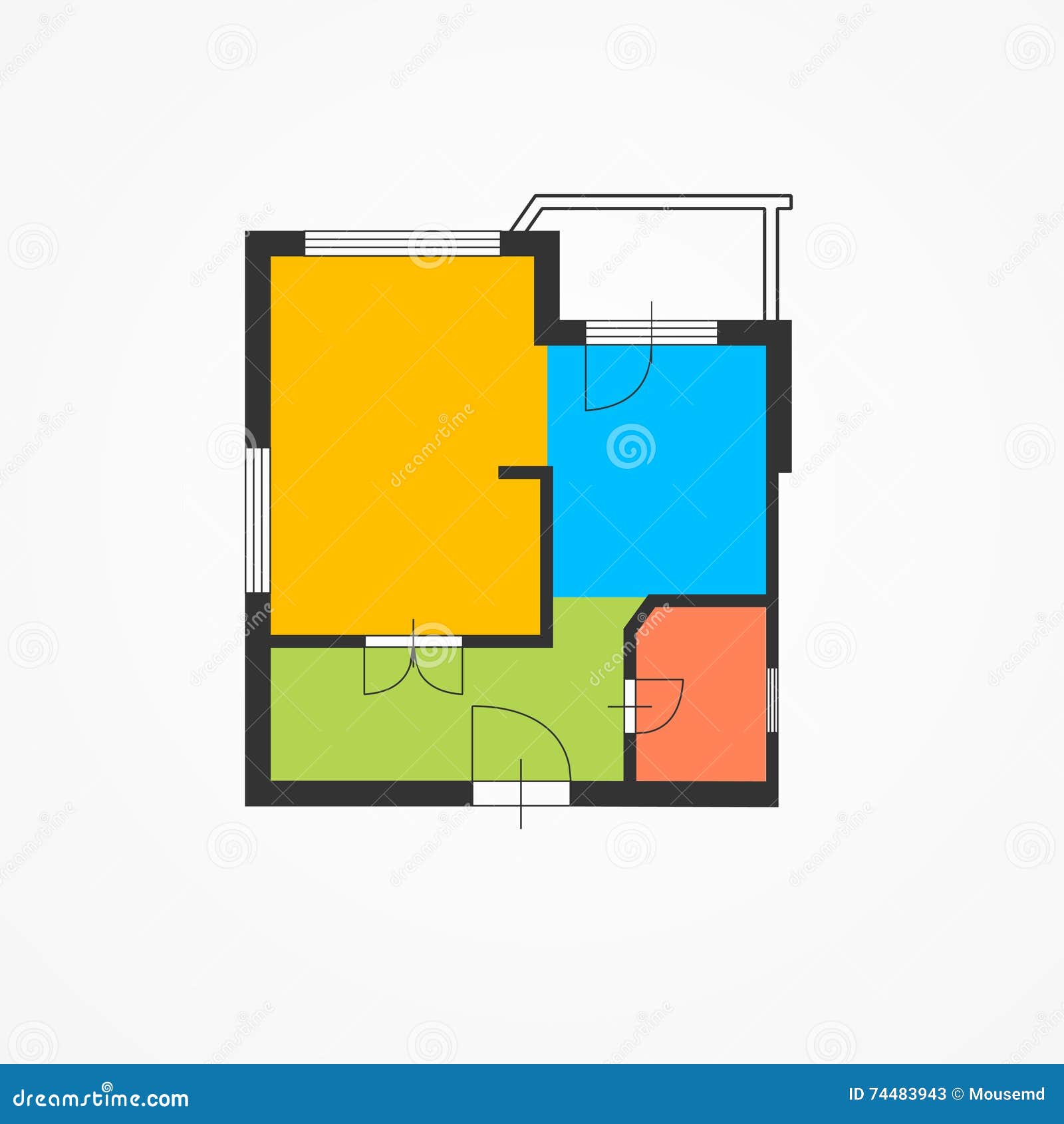 Architect Colorful Floor Plan. Vector Stock Vector - Illustration of ...