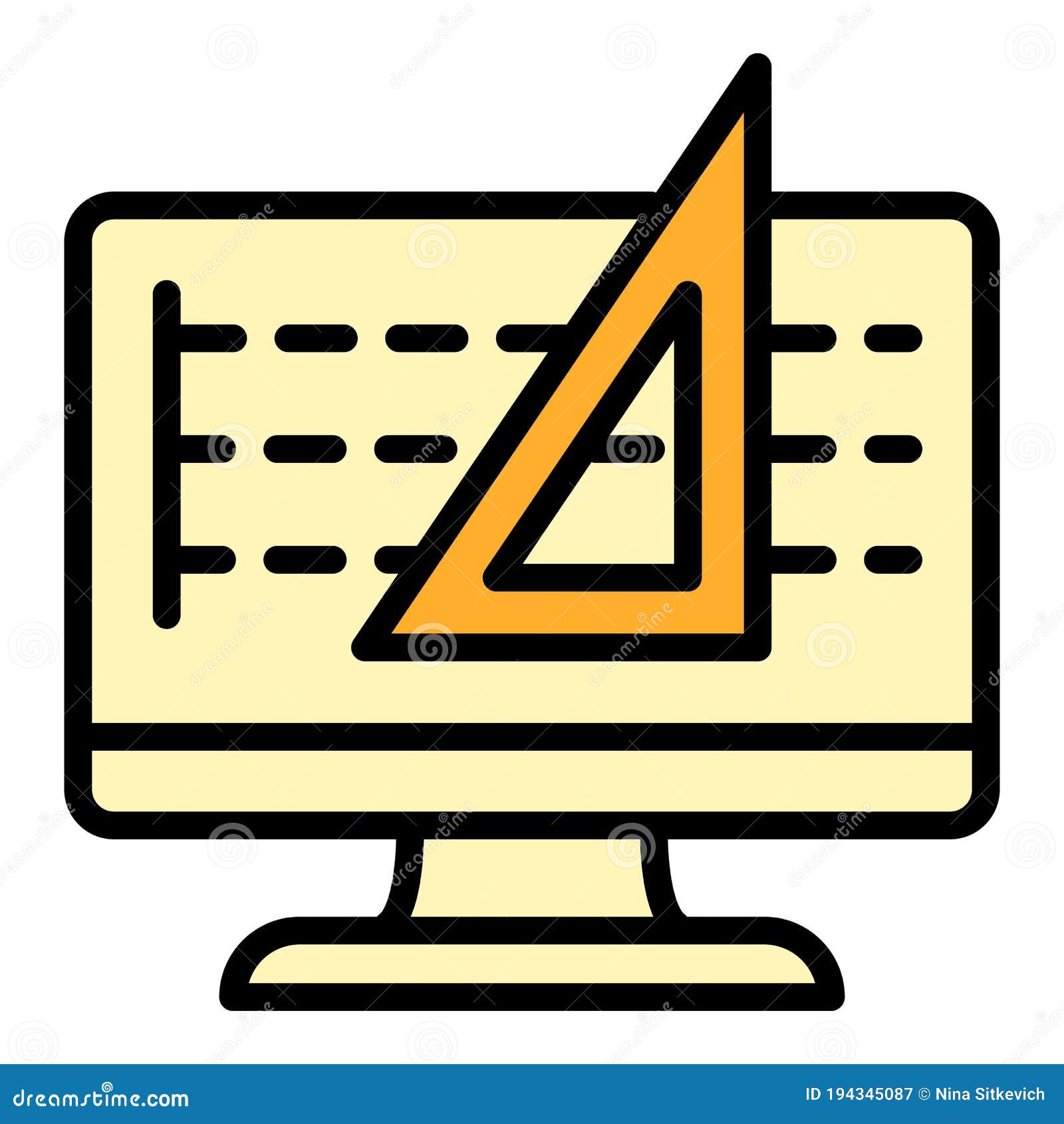 Architect Computer Drawing Icon, Outline Style Stock Vector ...