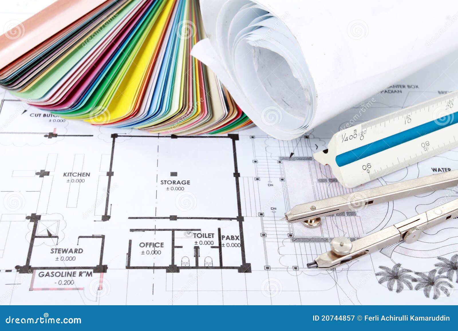 Architect Concept of Design and Project Drawings Stock Image - Image of ...