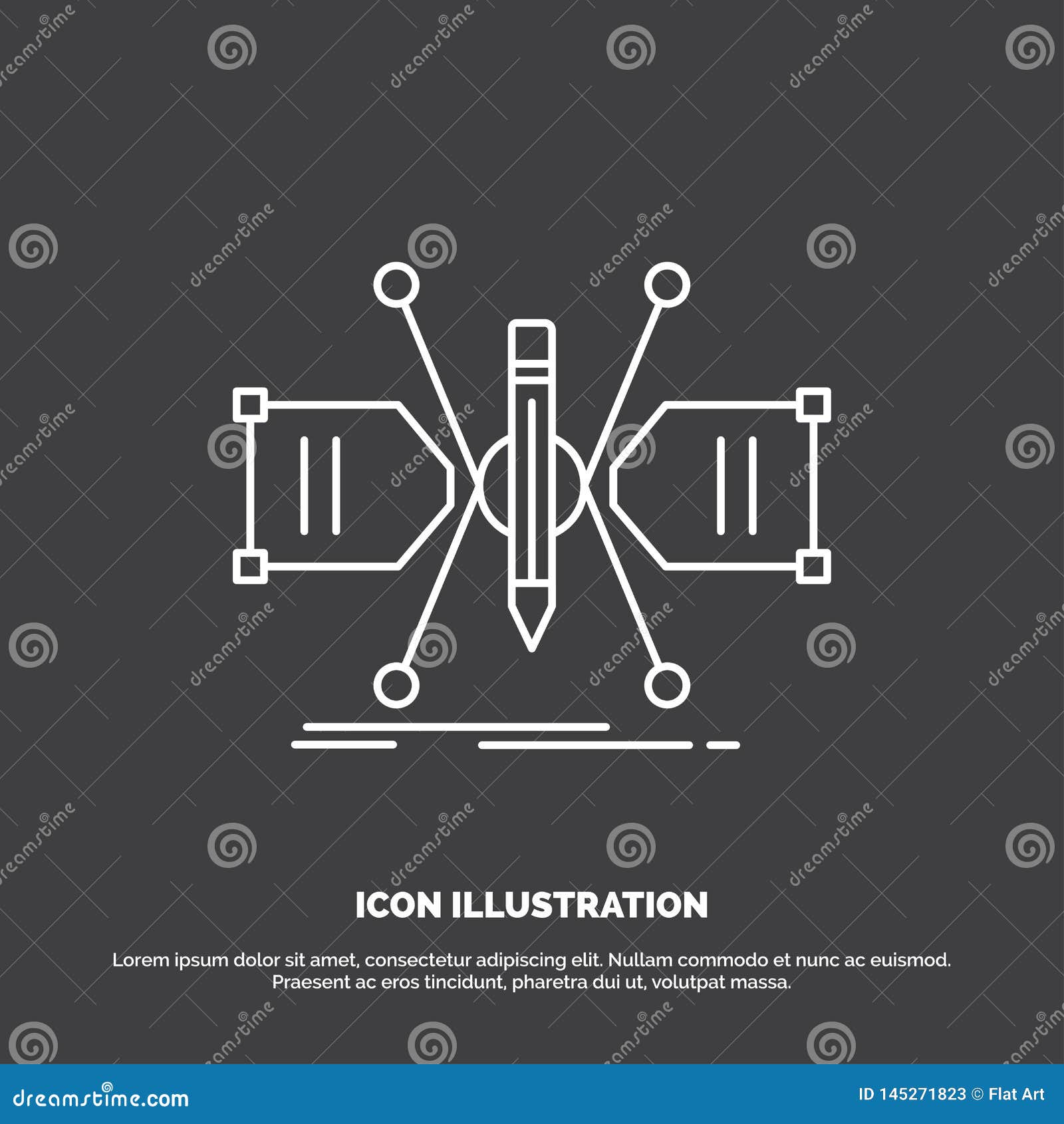 Architect Constructing Grid Sketch Structure Icon Line Vector