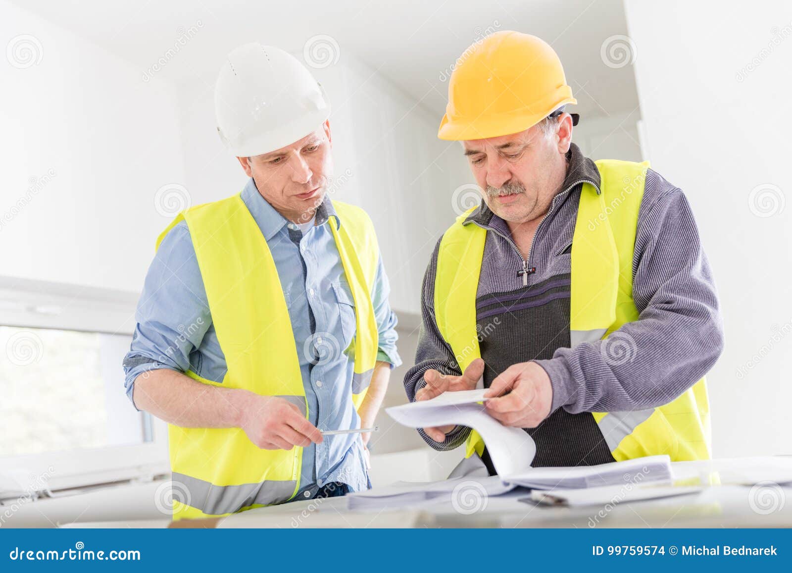 Architect and Construction Engineer Indoor Meeting. Stock Photo - Image ...