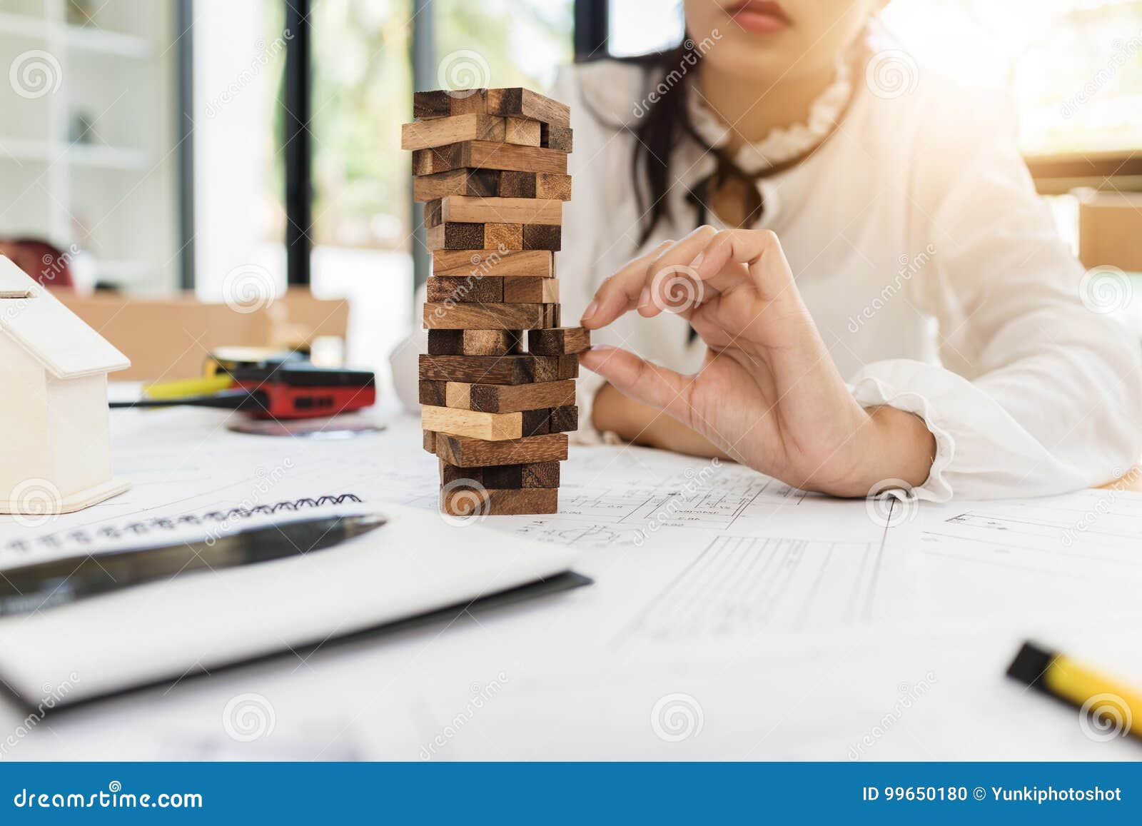 Architect Construction Engineer on Hard Project. Stock Photo - Image of ...