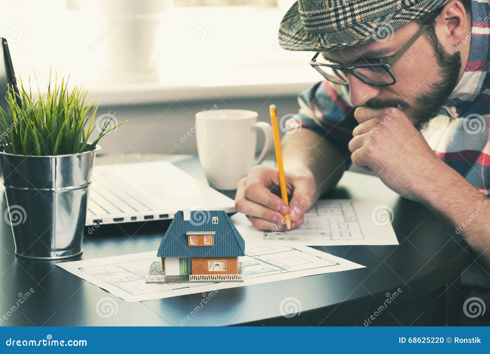 Architect, Construction Engineer Working on New House Project Stock ...