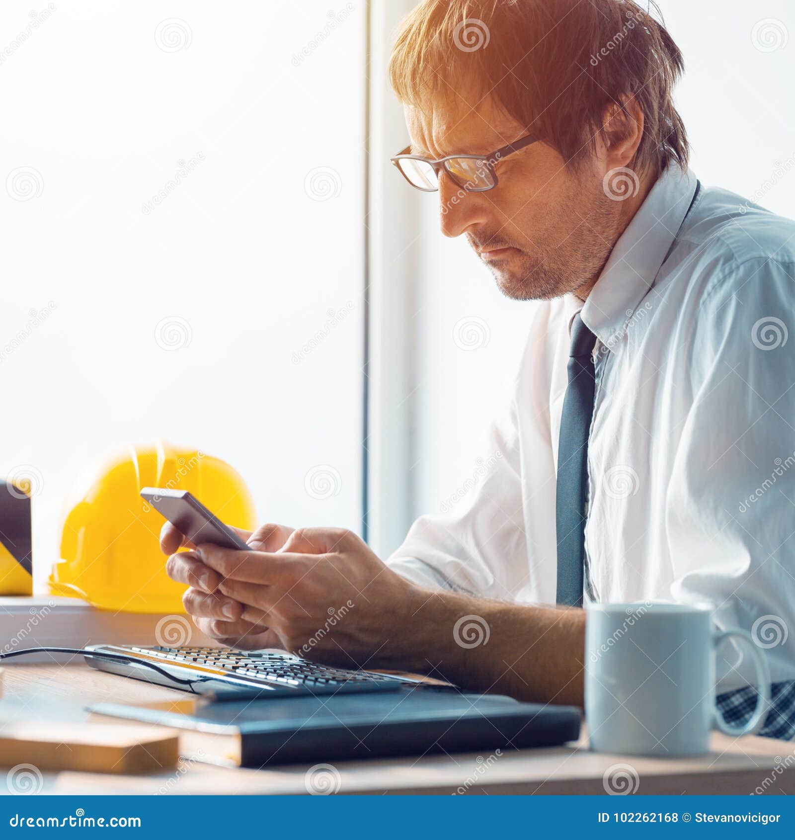 Architect and Construction Engineer Working in Office Stock Photo ...