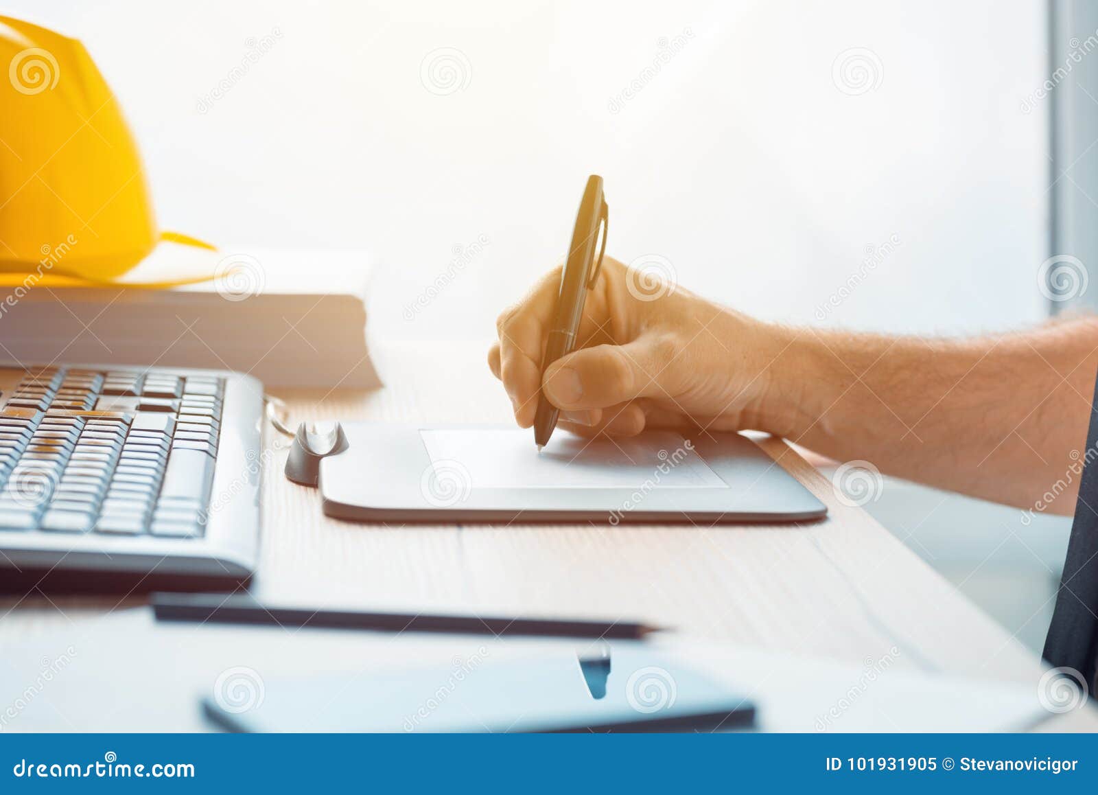 Architect Construction Engineer Working with Sketch Pen Tablet I Stock ...