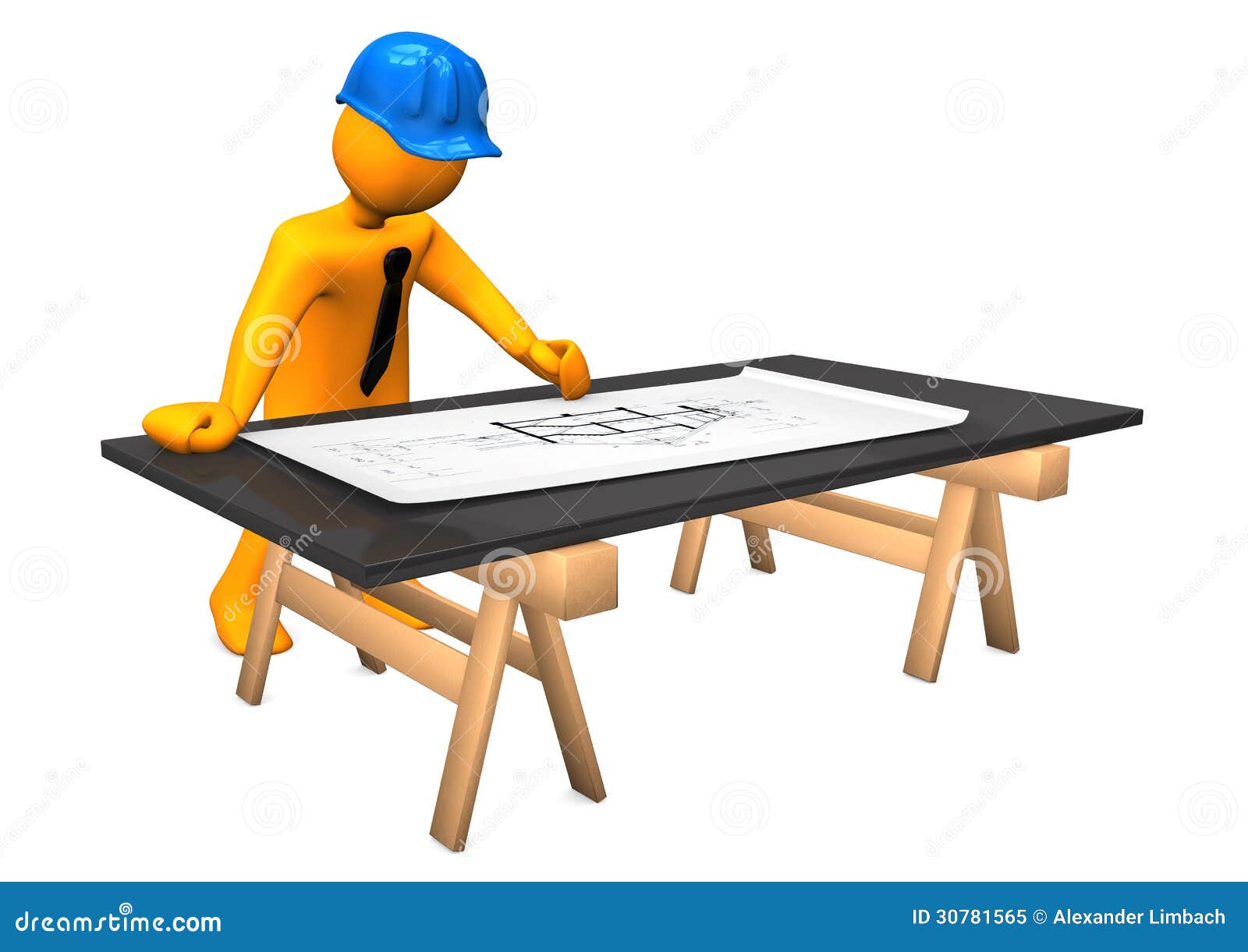 Architect Construction Plan Stock Illustration - Illustration of ...