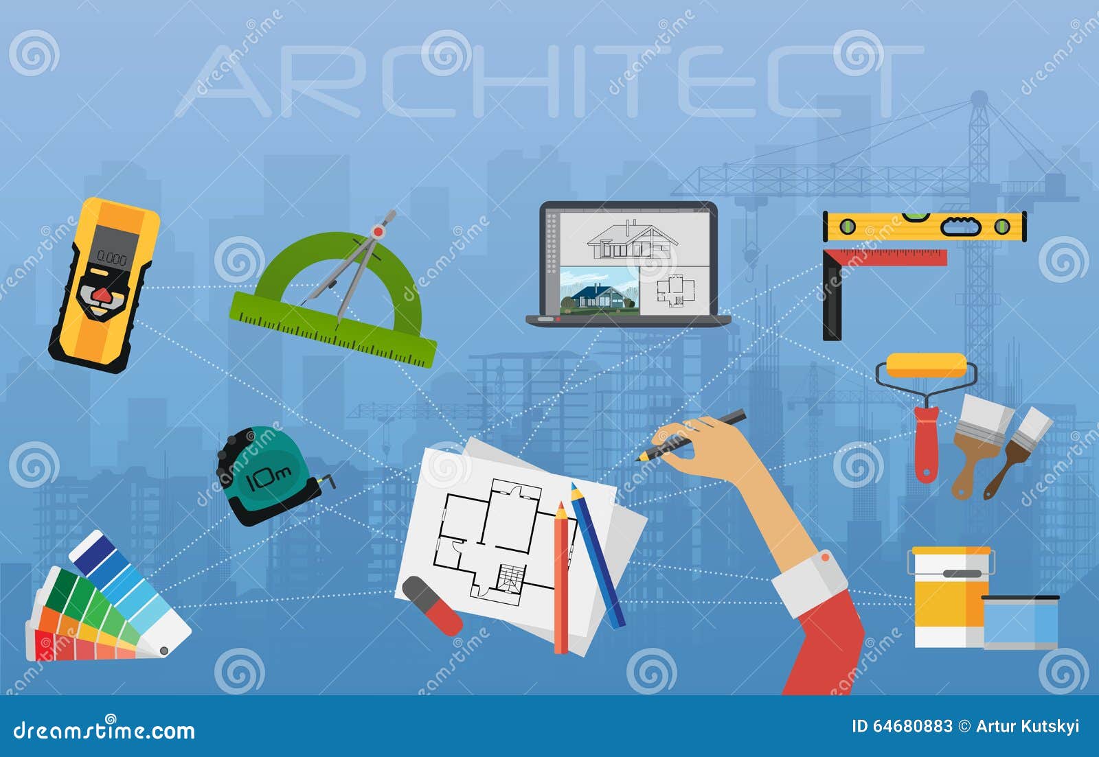 Architect Construction Planning and Creating Process. Architectural ...