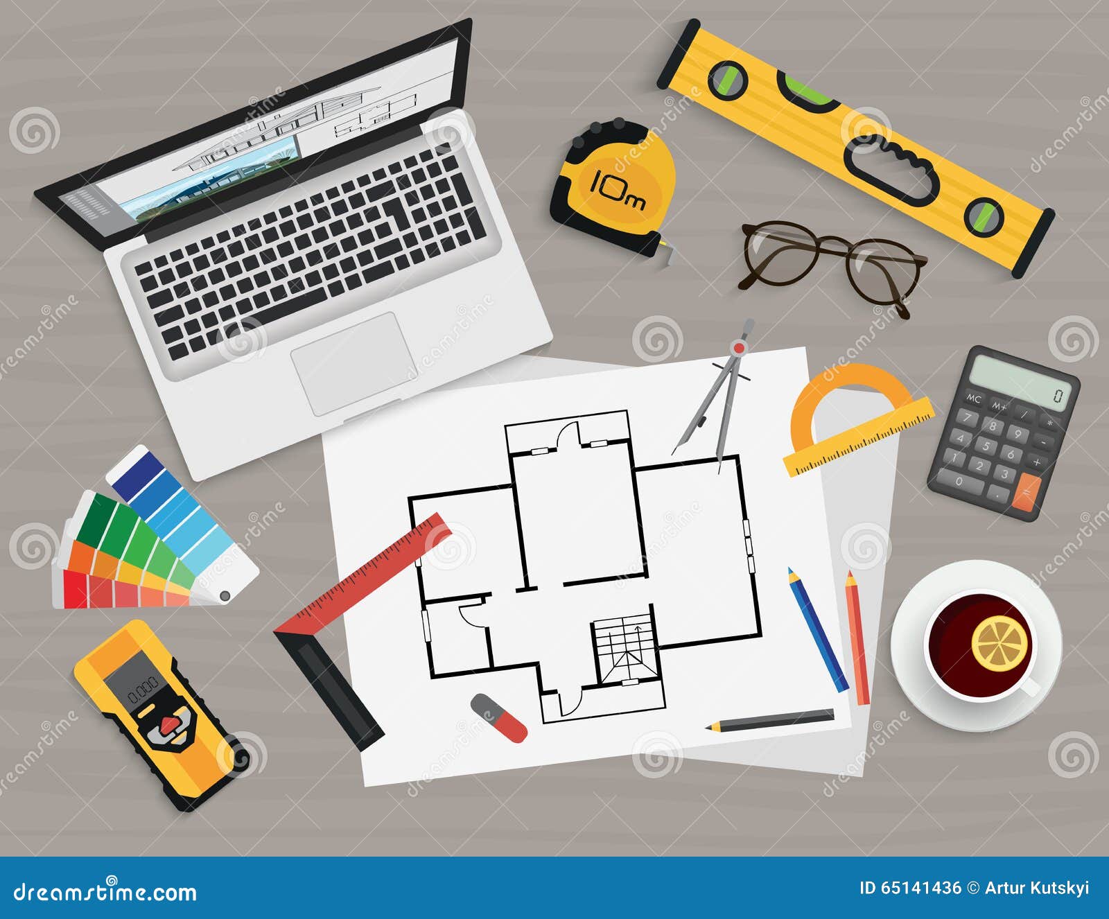 Architect Construction Planning And Creating Process. Architectural ...