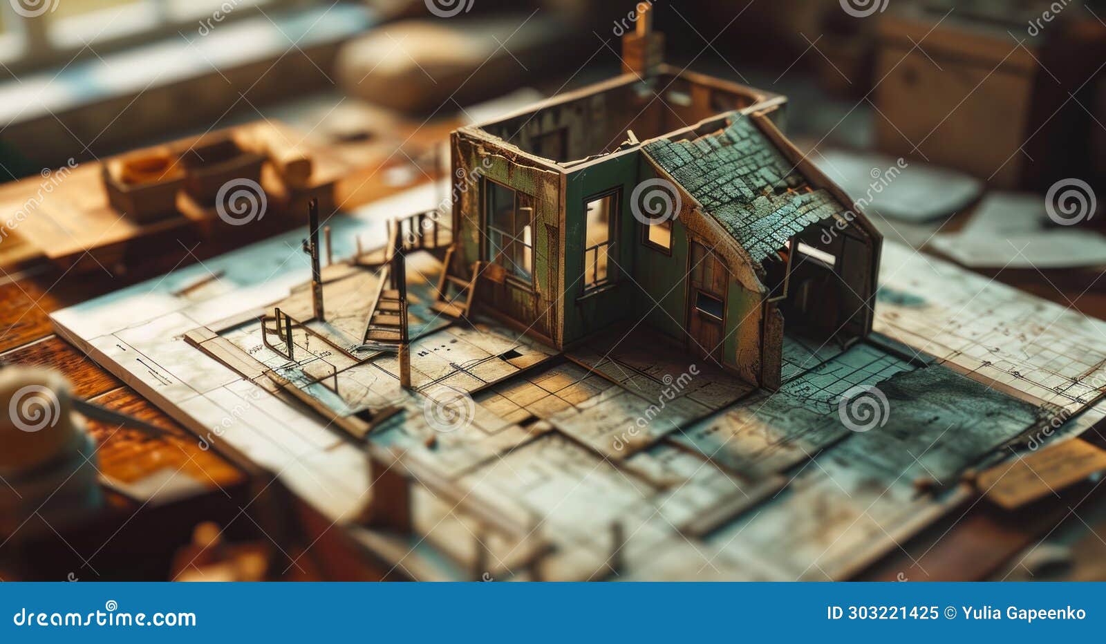 Architect and Construction Plans with Blueprints and a Blueprint Design ...