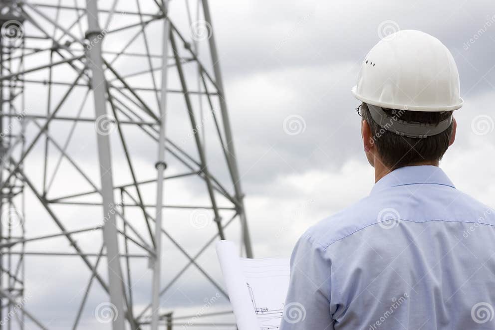 Architect on Construction Side Stock Image - Image of mill, blueprint ...