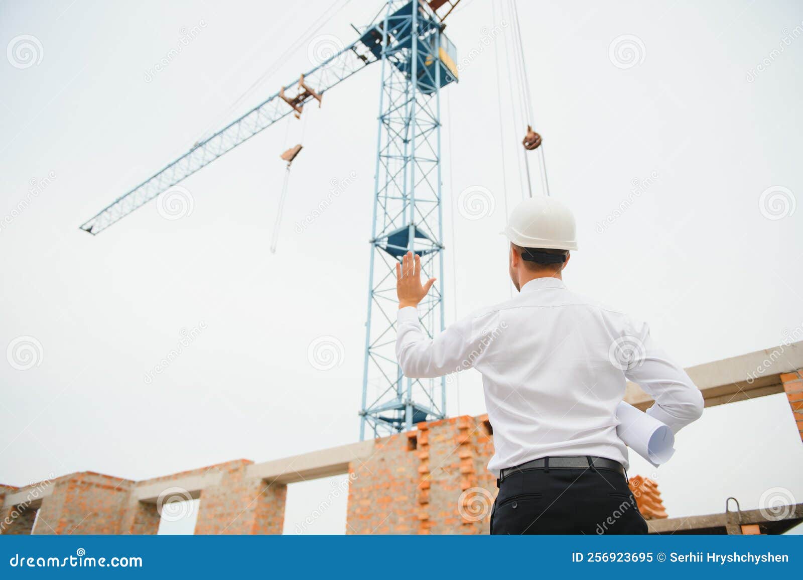 Architect at a Construction Site with Blueprints Stock Image - Image of ...