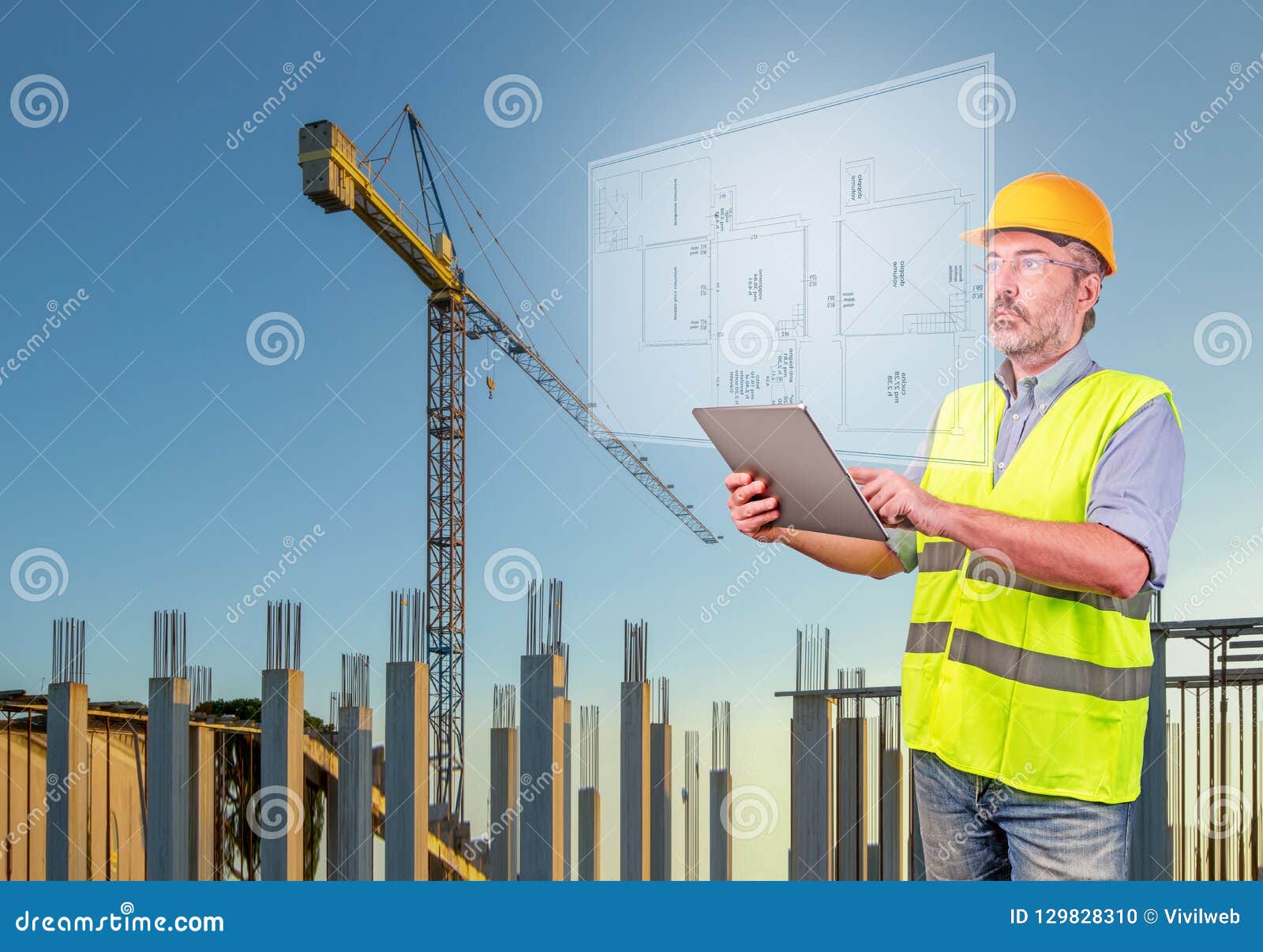 Architect in a Construction Site Stock Photo - Image of architect ...