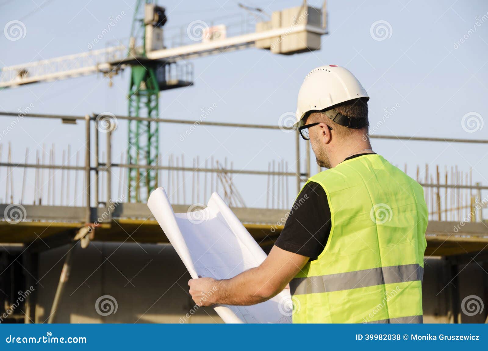 Architect on Construction Site. Stock Photo - Image of building, sketch ...