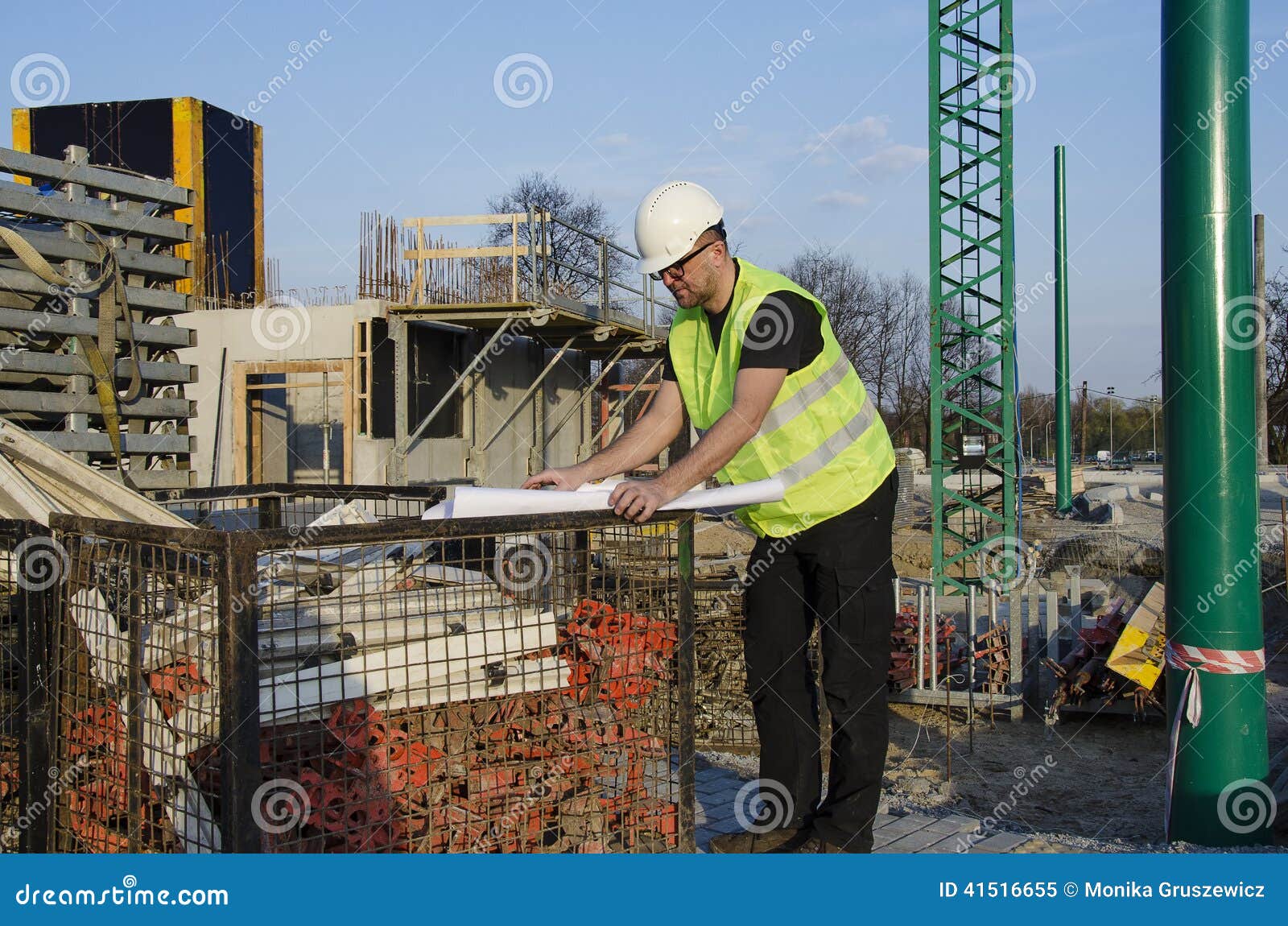 Architect on Construction Site. Stock Image - Image of worker ...