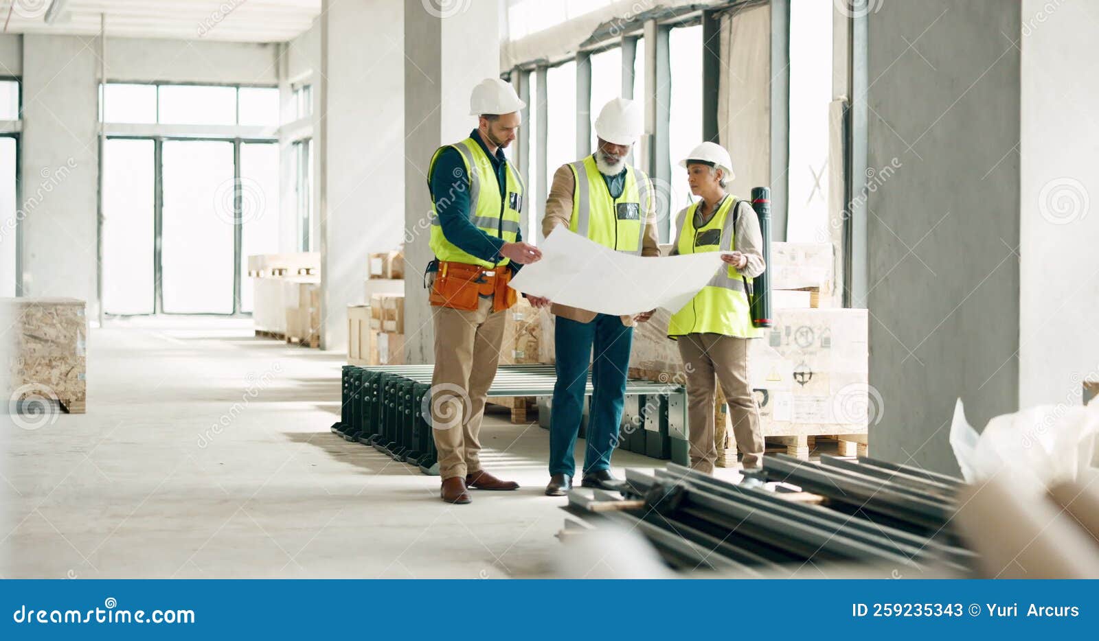 Architect, Construction and Team Planning with Blueprint for Building ...