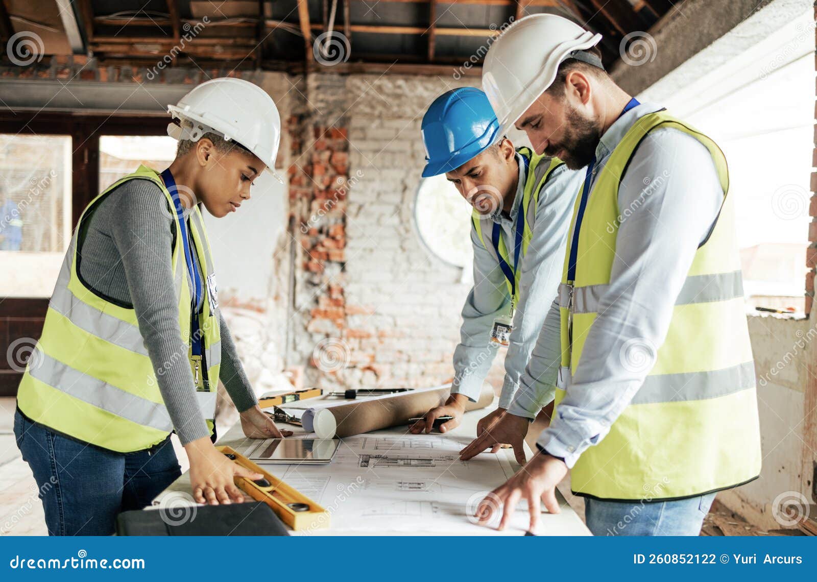 Architect, Construction and Teamwork with an Engineer, Designer and ...
