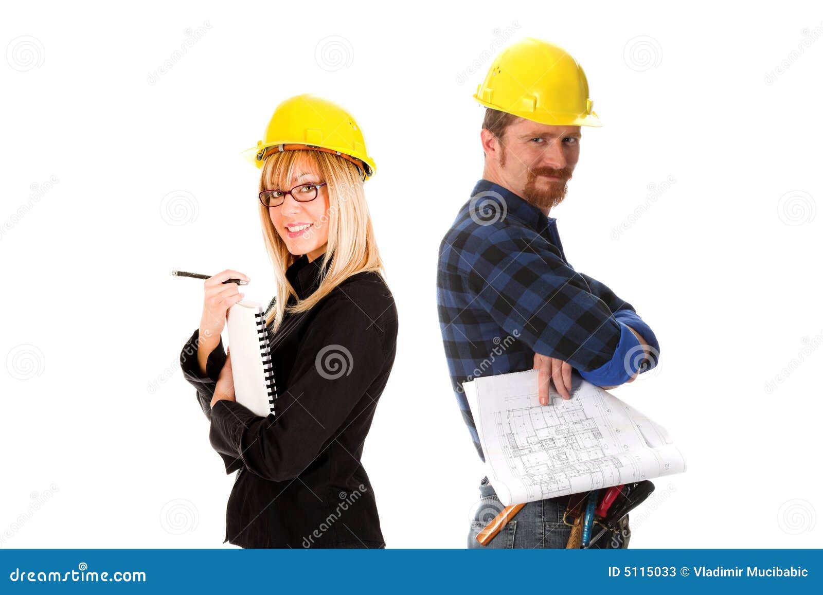 Architect and Construction Worker Stock Image - Image of engineering ...