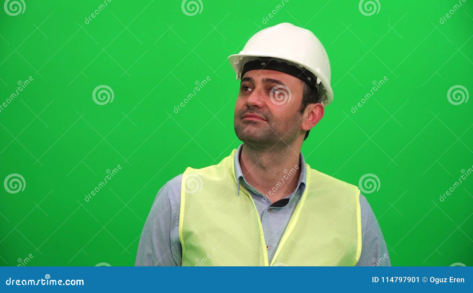 Architect or Construction Worker Looking Up on Green Screen Stock Video ...