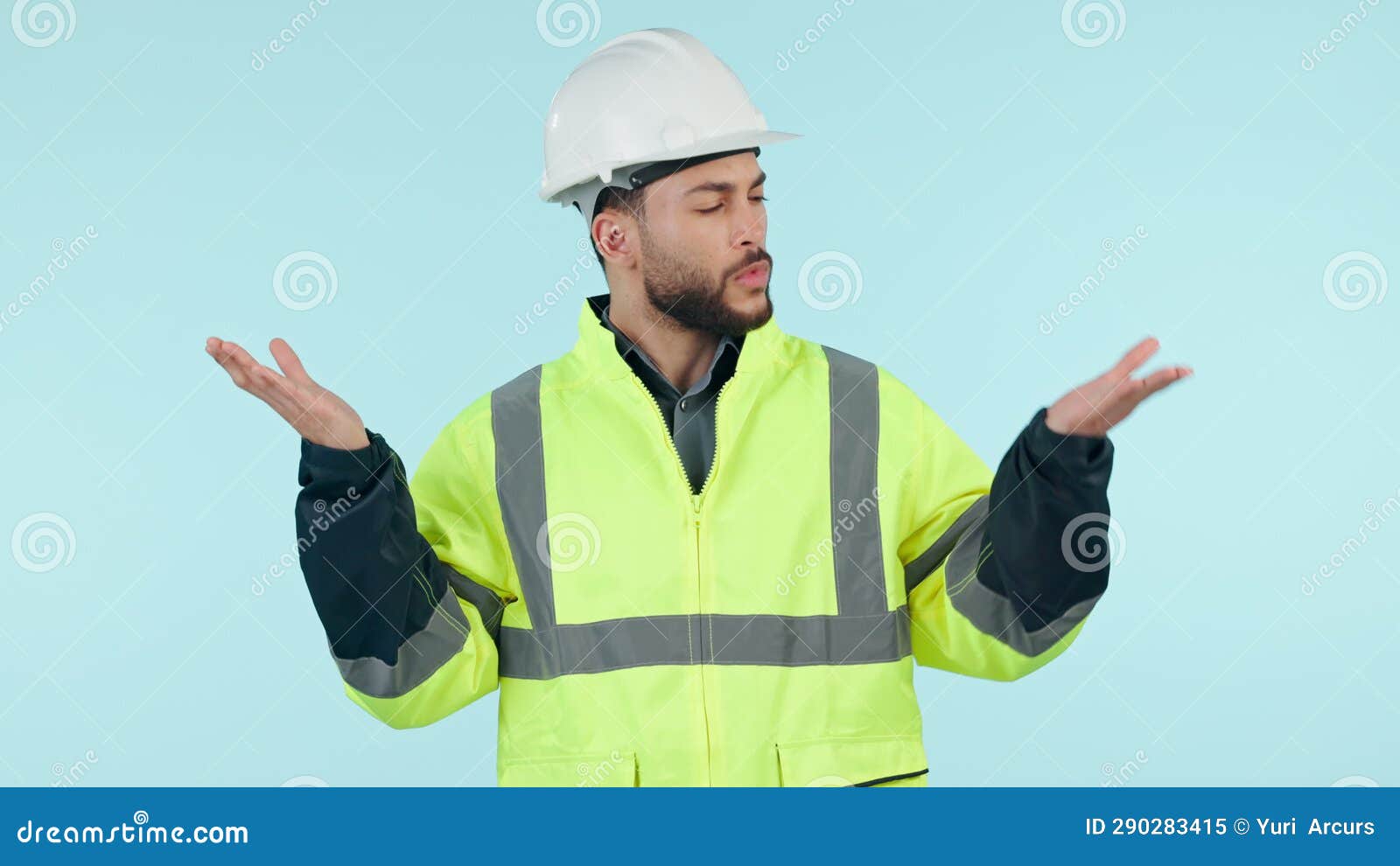 Architect, Construction Worker and Man Palm Gesture of Engineering ...