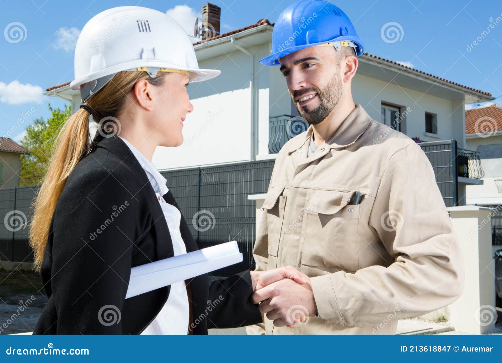 Architect and Contractor Shaking Hands Stock Image - Image of ...