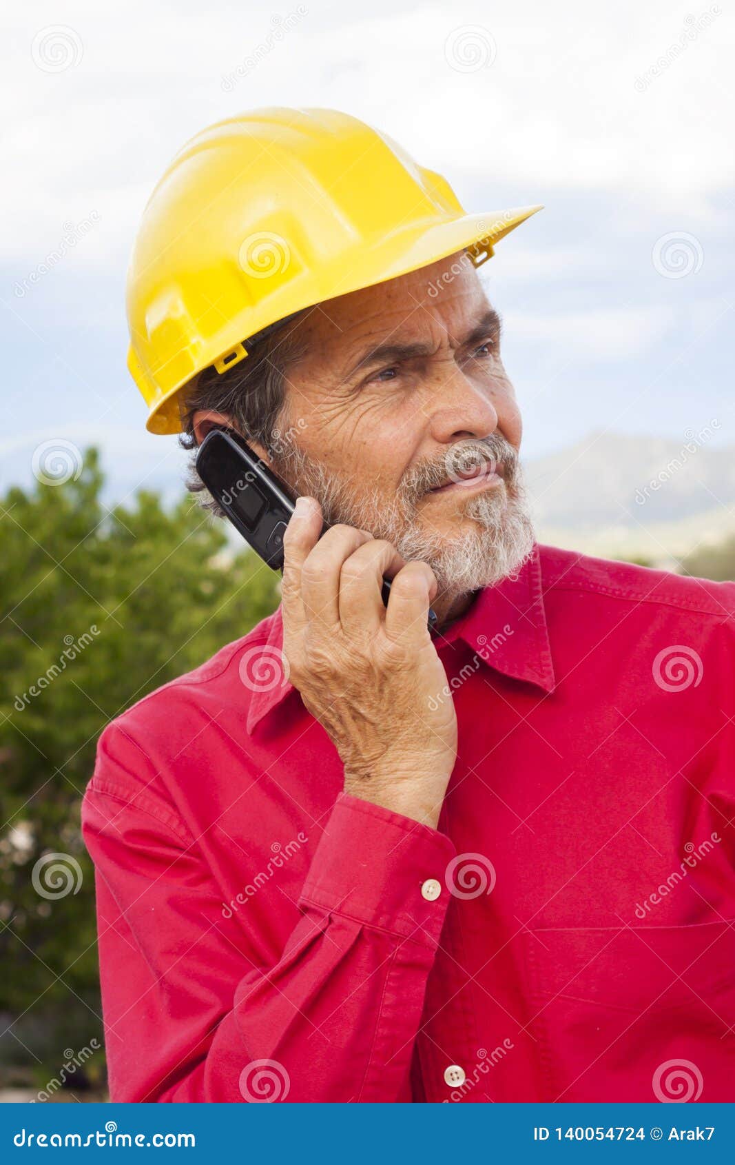 Architect, Contractor with Yellow Hardhat Outdoor Portrait Stock Photo ...