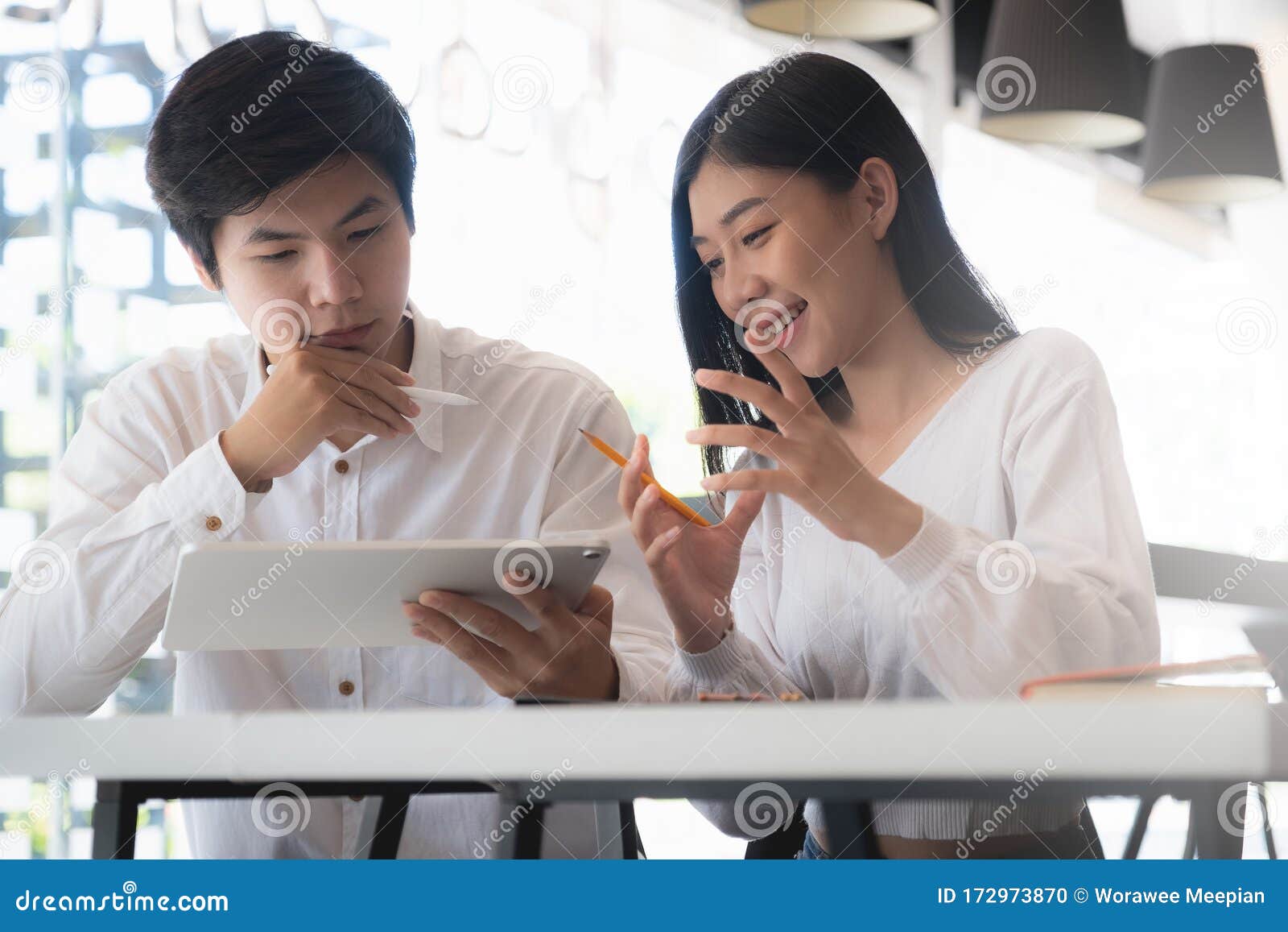 Architect or Creative Team Thinking or Planing with Her Project at ...