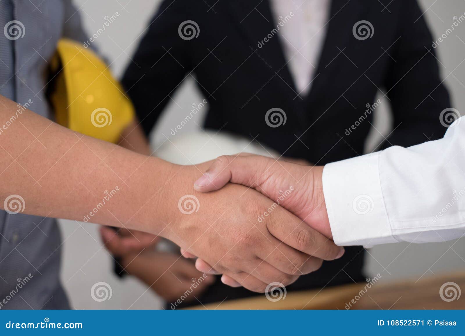 Architect & Customer Shaking Hands. Engineer Handshaking with Pa Stock ...