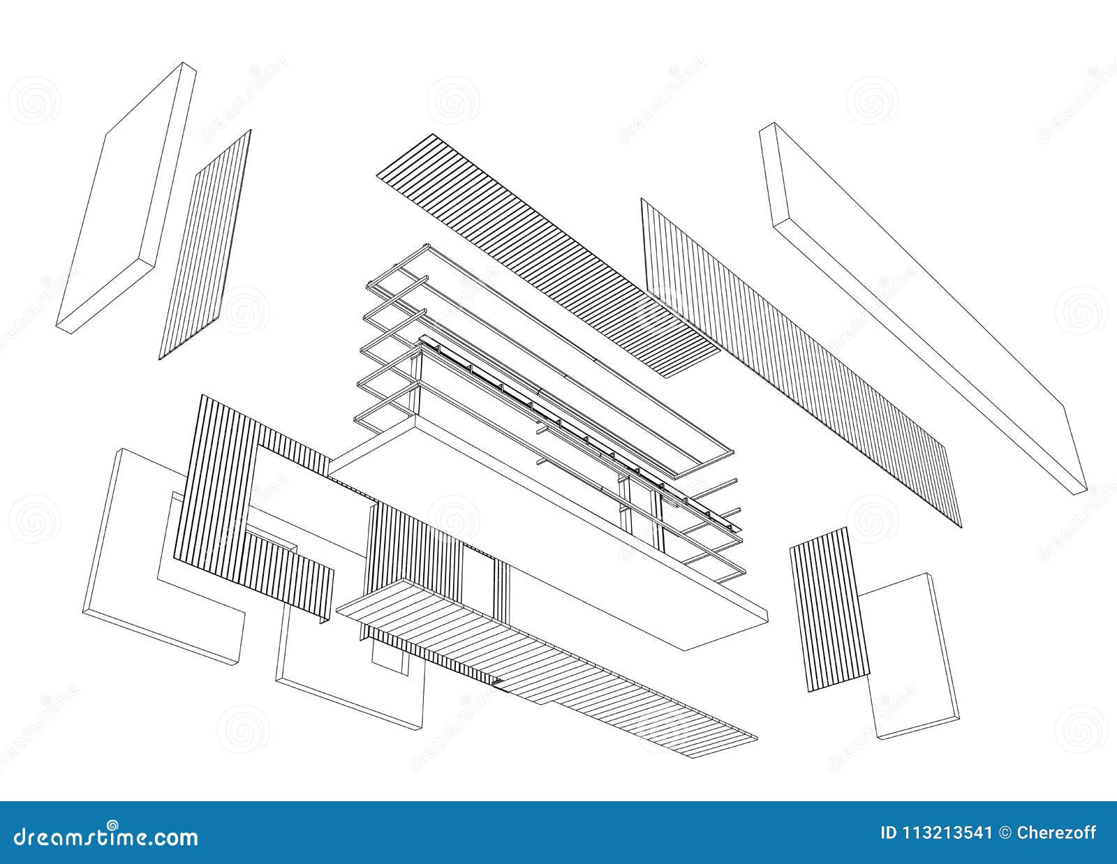 Architect 3d Drawing of Balcony Stock Illustration - Illustration of ...