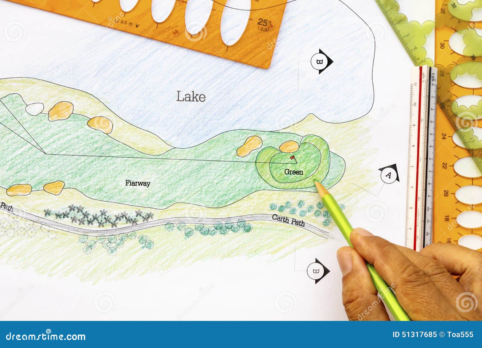 Architect Design Golf Course Plan. Stock Image - Image of blueprint ...