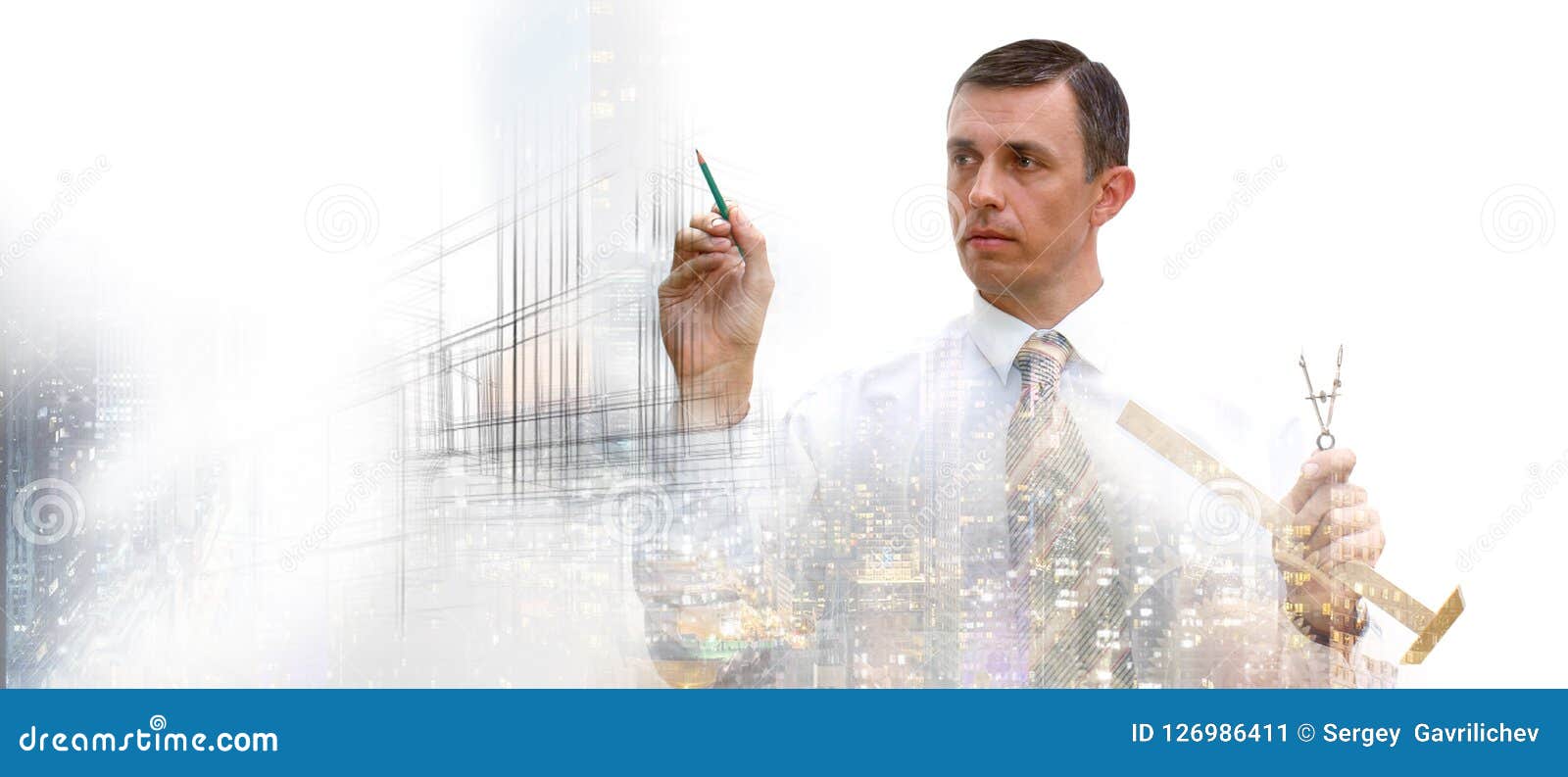 Architect Designer is Working on Design Stock Image - Image of ...