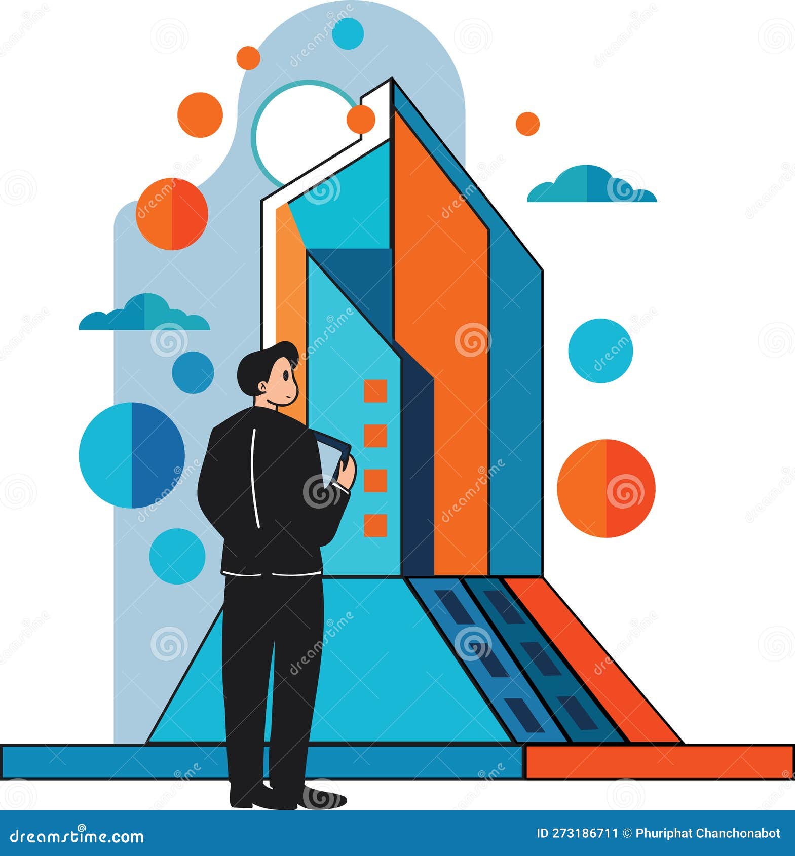 Architect Designing Buildings and Structures Illustration in Doodle ...