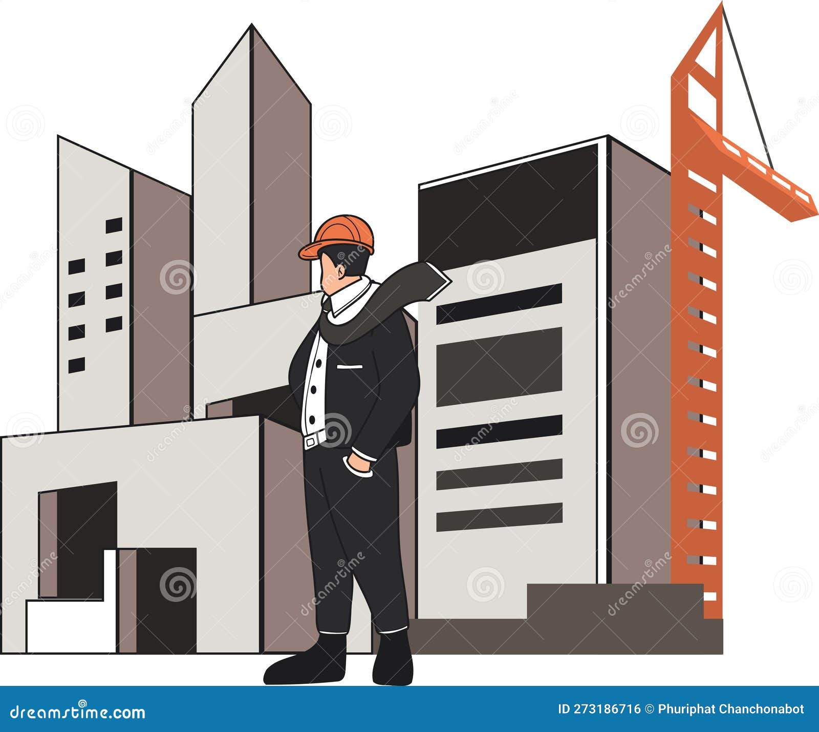 Architect Designing Buildings and Structures Illustration in Doodle ...