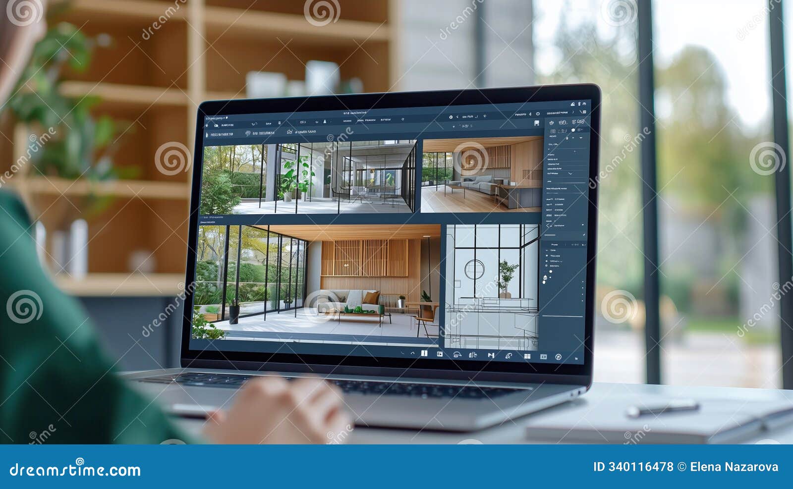 Architect Designing Modern Interiors on Laptop with 3d Modeling ...