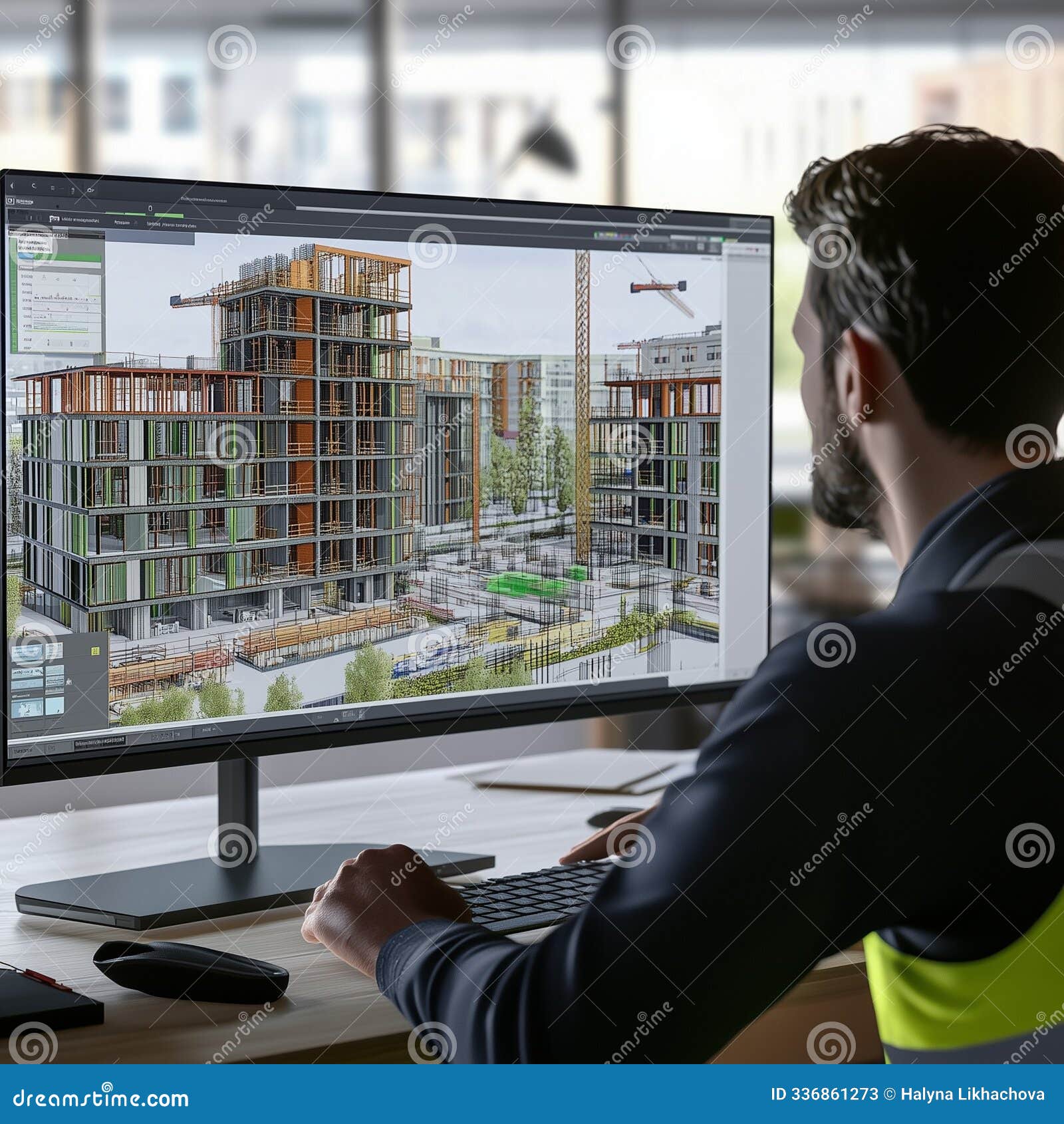 Architect Designing Modern Residential Buildings Using CAD Software on ...