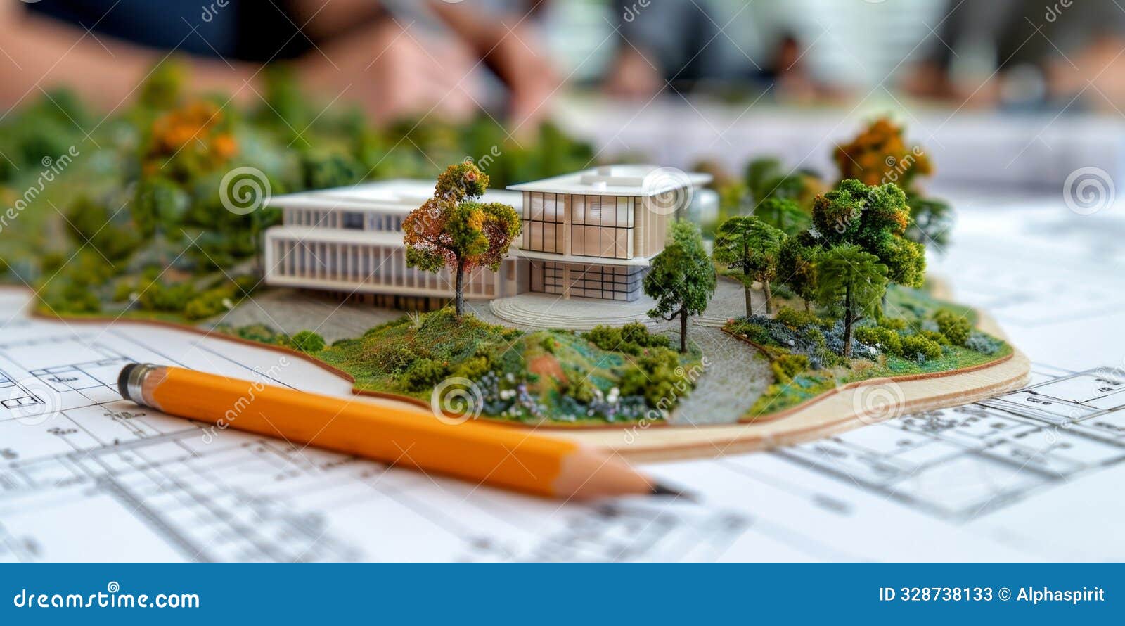 Architect Designing Sustainable Building Project Using Model Stock ...