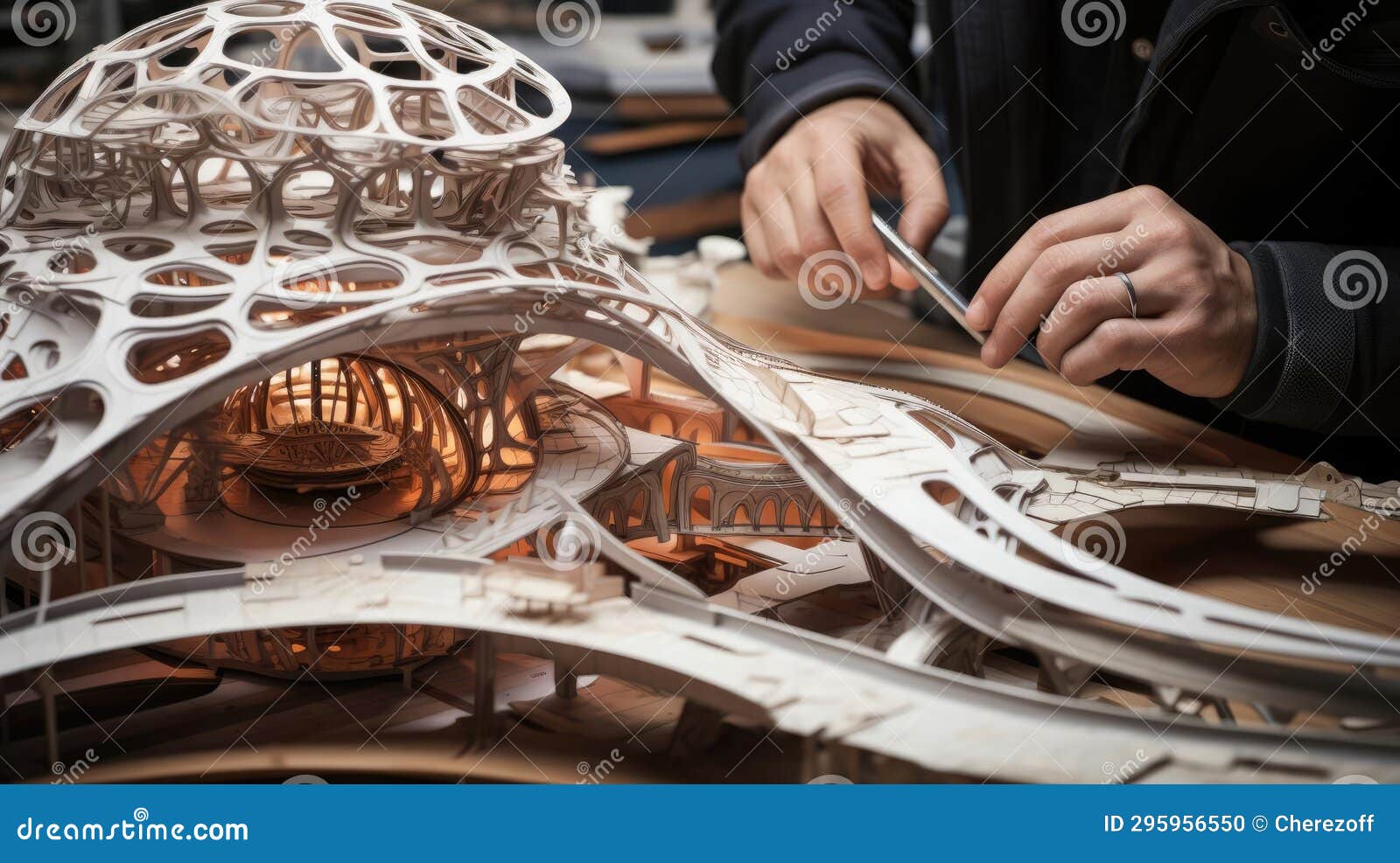 An Architect Designs a Model of a Building Stock Illustration ...