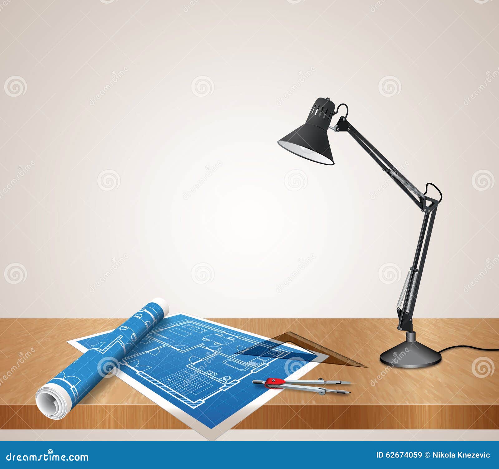 Architect Desk With Sketch And Blueprint Stock Image | CartoonDealer ...