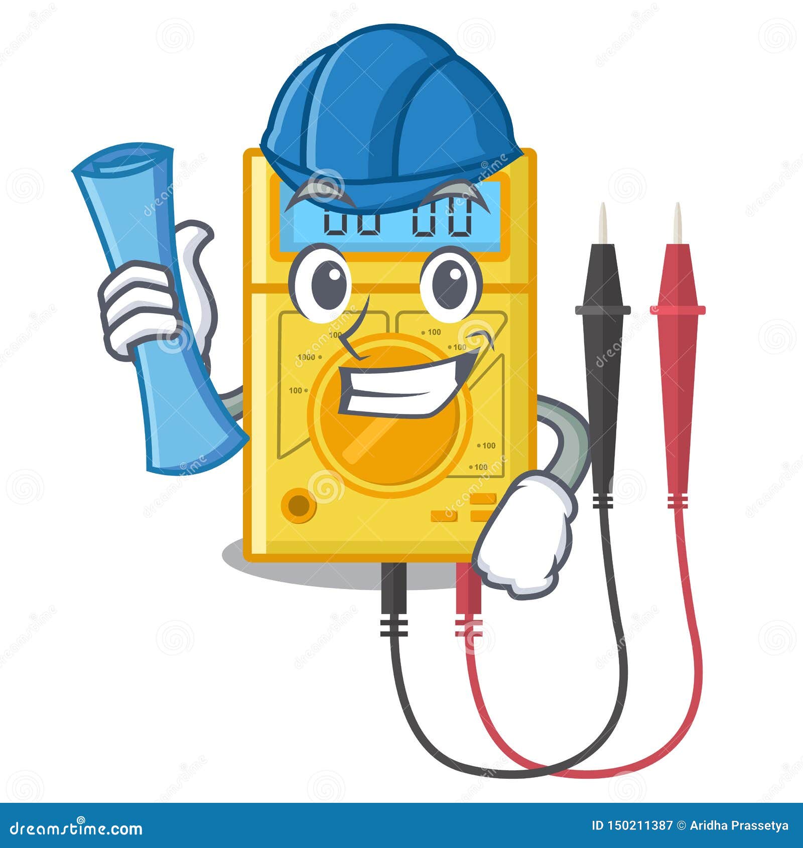 Architect Digital Multimeter Isolated with the Character Stock Vector ...
