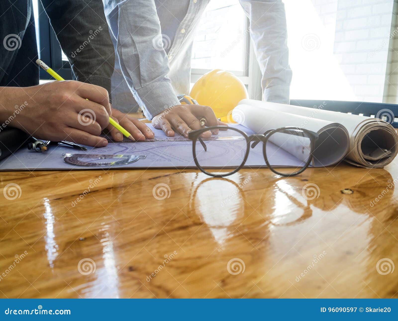 Architect Discuss with Engineer about Project Stock Image - Image of ...