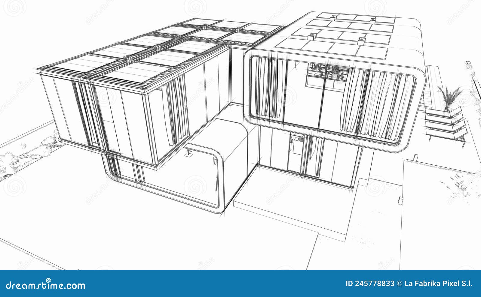 Architect Draft, Modern House Stock Illustration - Illustration of ...
