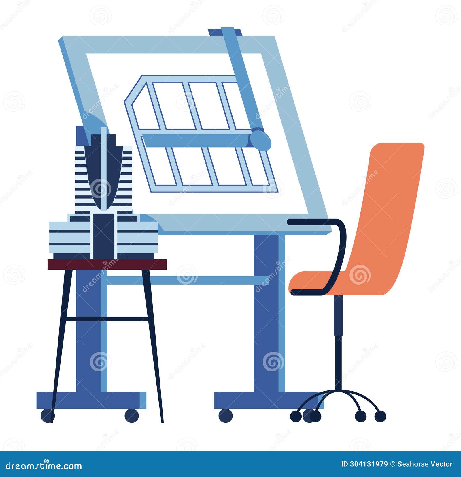 Architect Drawing Board with House Plan and Tools. Modern Drafting ...