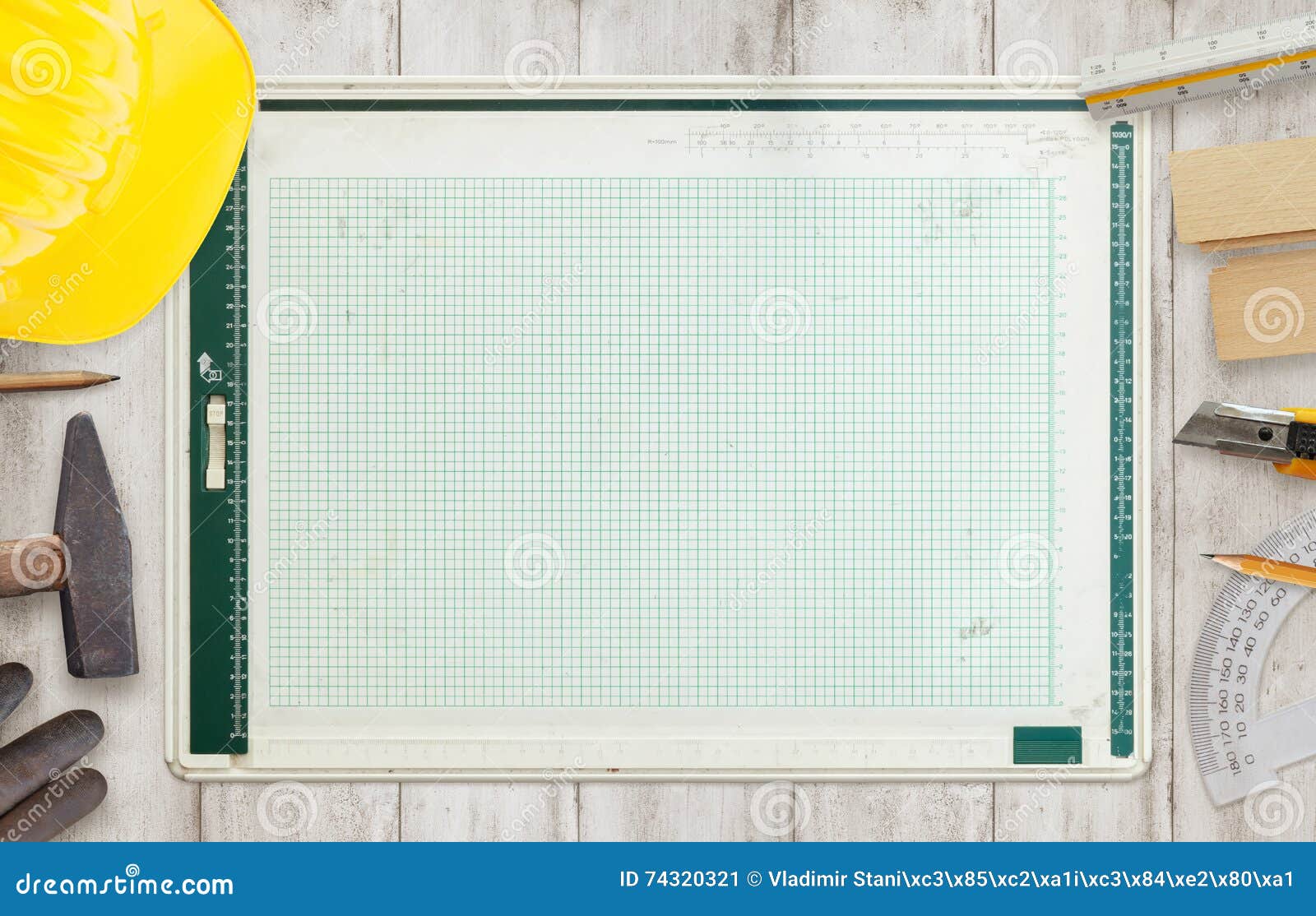Architect Drawing Board Surrounded by Construction Tools Stock Image ...